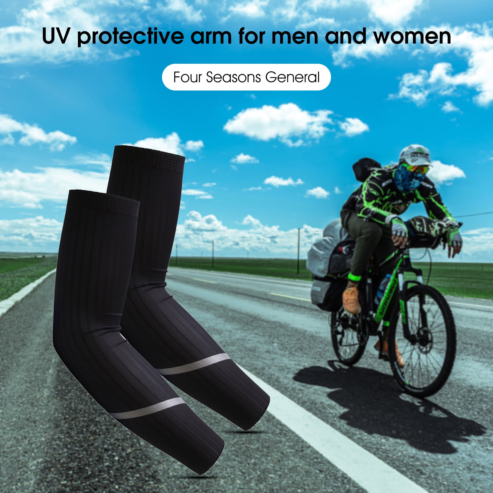 NIBOLOG 1 Pair Unisex Cycling Arm Sleeves High Elasticity Relieve ...