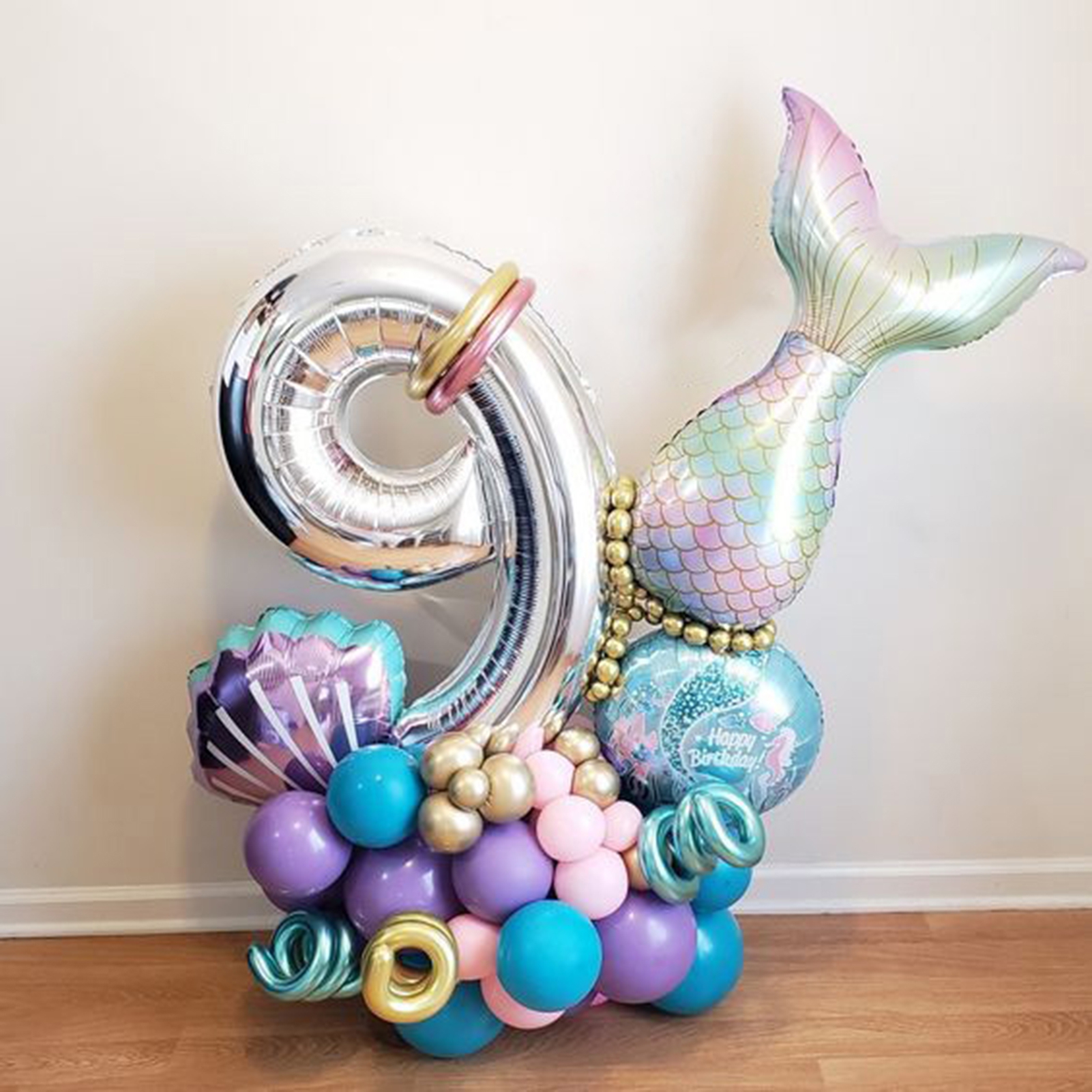 NIBOLOG 1 Set Balloon Arch Set Mermaid Design Number Emulsion High ...
