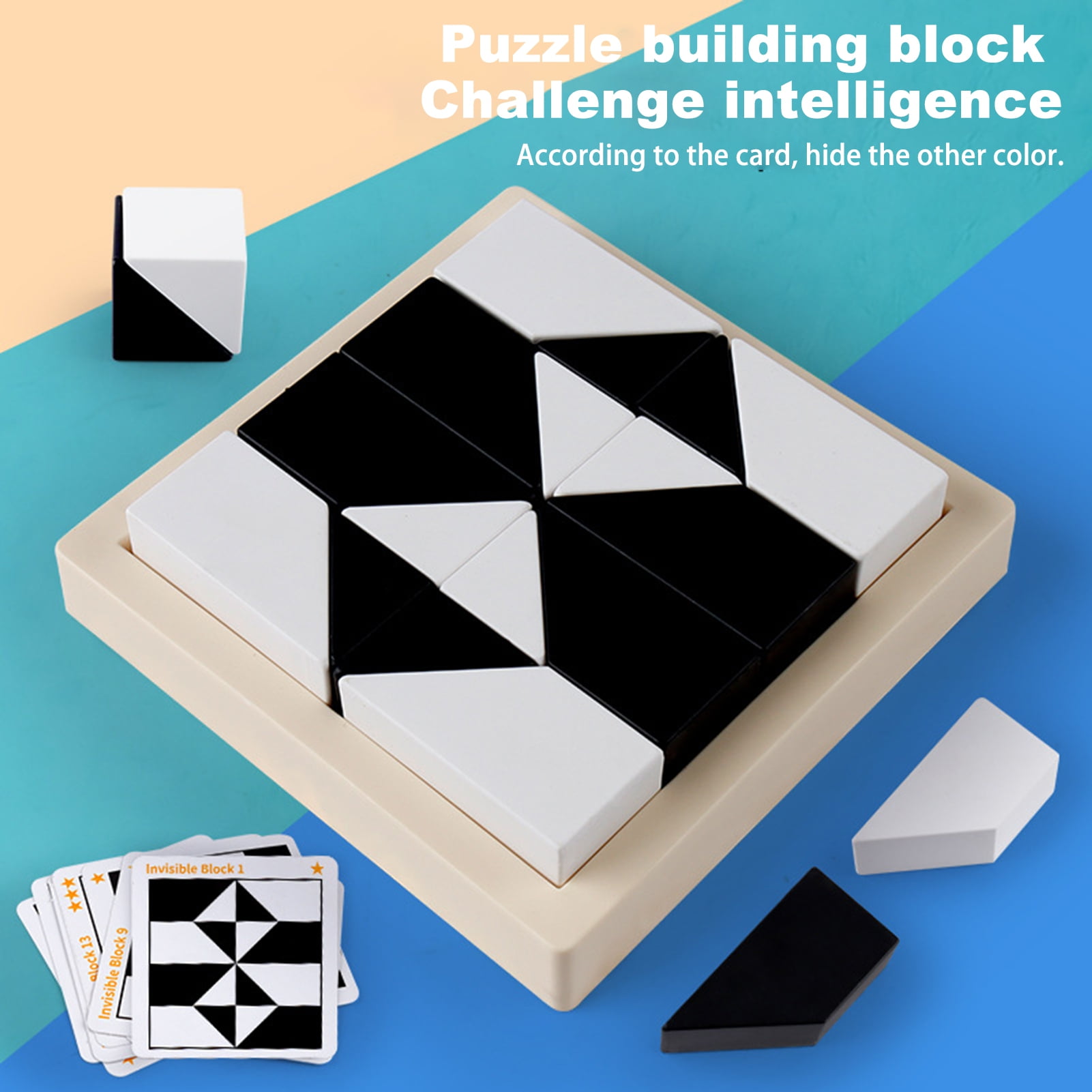 NIBOLOG 1 Set Black White Building Block Puzzle Hidden Building Brick ...