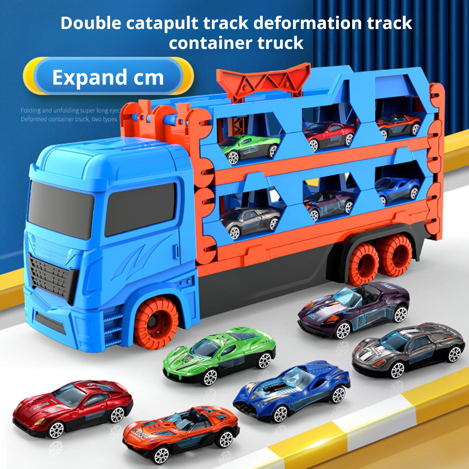 NIBOLOG 1 Set Carrier Truck Toy with Foldable Long Track 6/12 Small ...