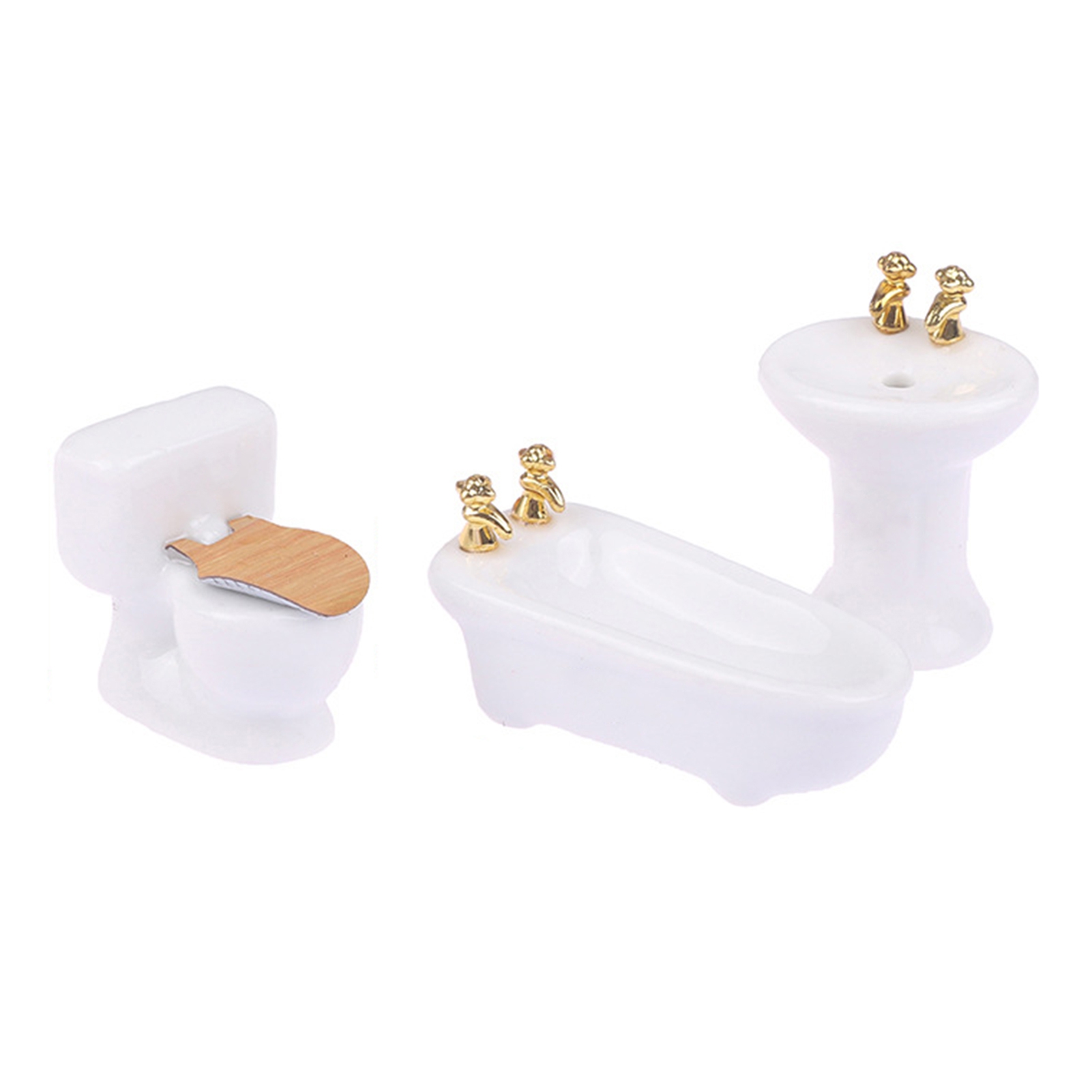 NIBOLOG 1 Set Doll House Accessories Toilet Bathtub Basin Model Smooth ...