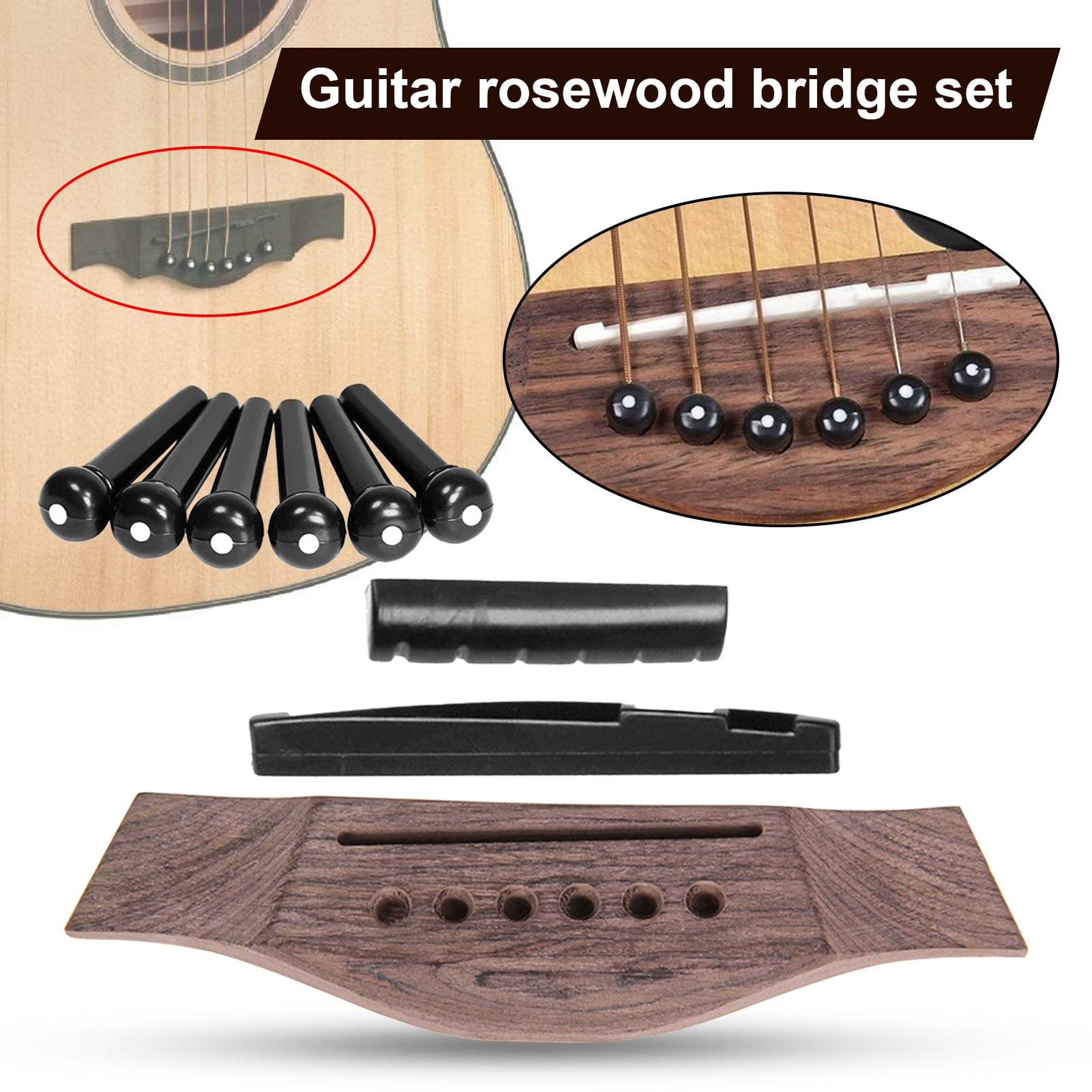 NIBOLOG 1 Set Guitar Bridge Set Multipurpose High Stability Adjustable ...