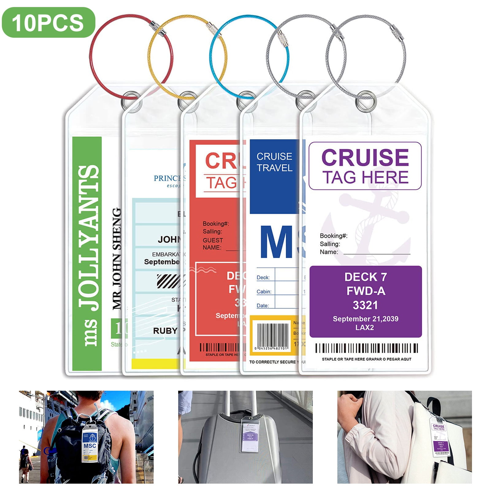 NIBOLOG 10 Pcs Cruise Luggage Tag with Loop Wide Luggage Tag Holder ...