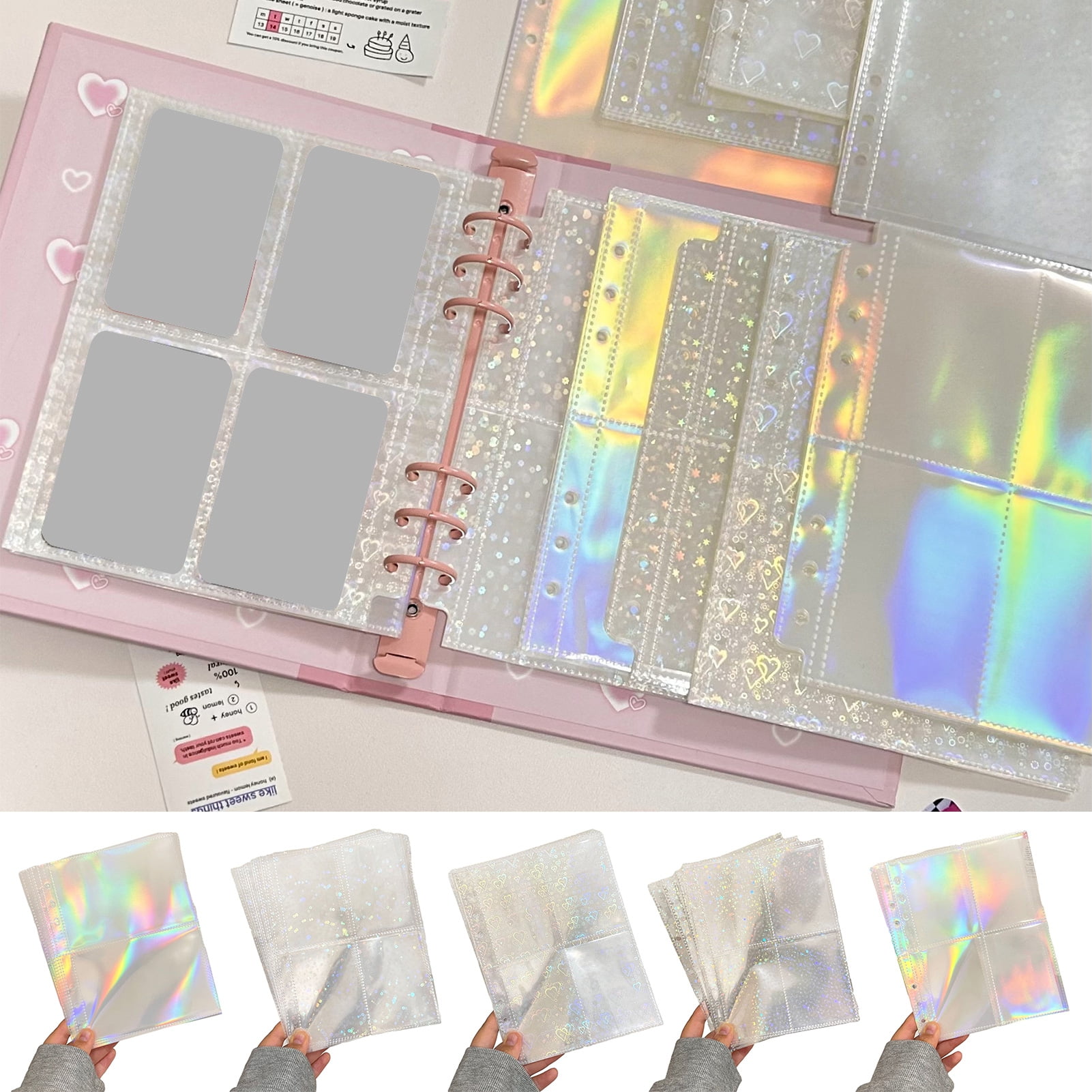 NIBOLOG 10 Sheets Loose Leaf A5 Transparent Waterproof Photocard Binder ...