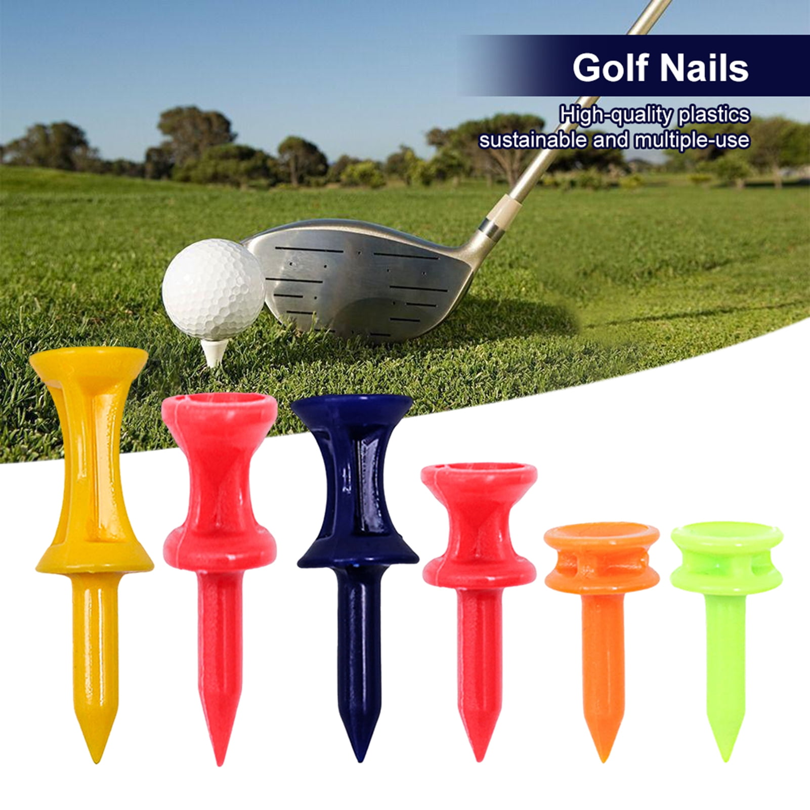 NIBOLOG 100Pcs 24/31/37/43/51MM Golf Tee Sharp Tip Plastic Golf Ball ...
