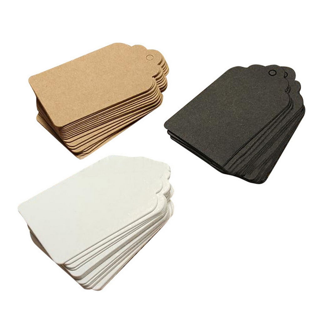 NIBOLOG 100Pcs 5x3cm Kraft Paper Hanging Tag Packaging Label DIY Wedding Party Gift Decor ...