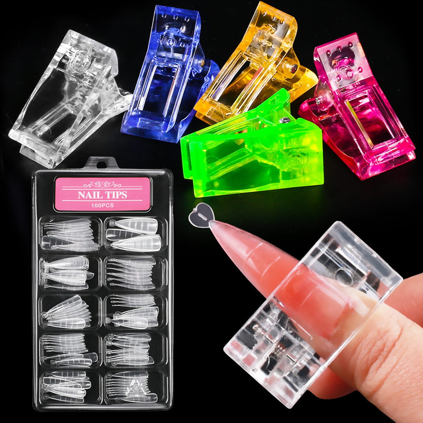 NIBOLOG 100Pcs/Set Nail Tip Good Ductility Ladder Shape Ultra Thin ...