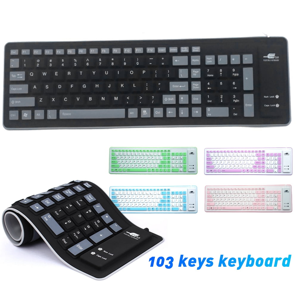 NIBOLOG 103 Keys Foldable Dustproof Soft Silicone Gaming Keyboard for ...