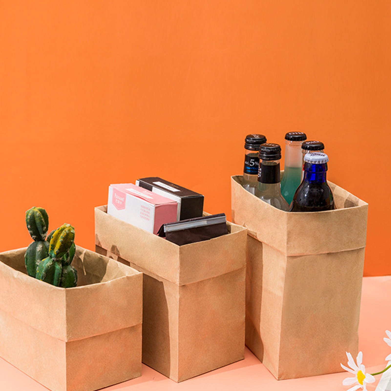 NIBOLOG 10Pcs Bags Thickened Waterproof Kraft Paper Compostable Food ...