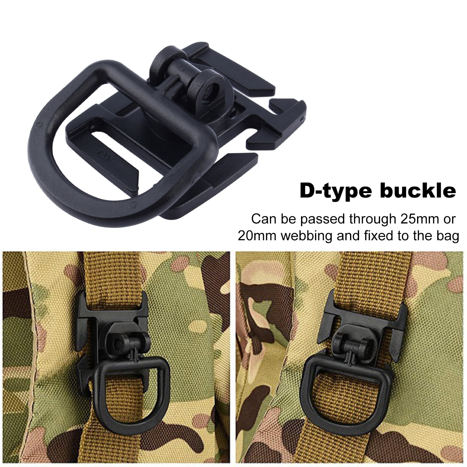 NIBOLOG 10Pcs D-Ring Buckle 360° Rotatable Heavy Duty Plastic Outdoor ...