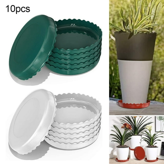 NIBOLOG 10Pcs Plastic Flower Pot Drip Trays Indoor Outdoor Lace ...