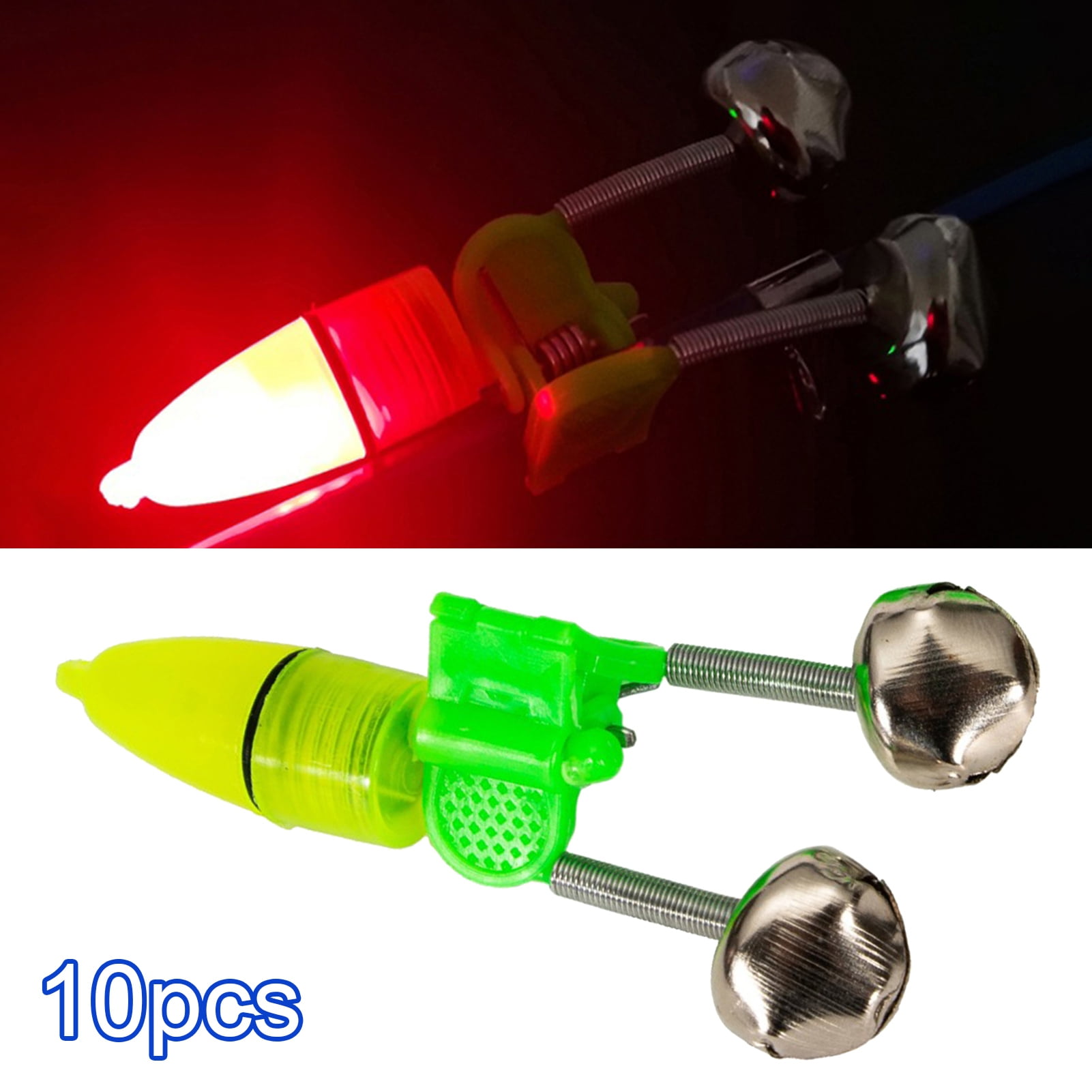 NIBOLOG 10Pcs/Set ABS Bait Alarm Bell Luminous Dual Bell Tear Resistant ...