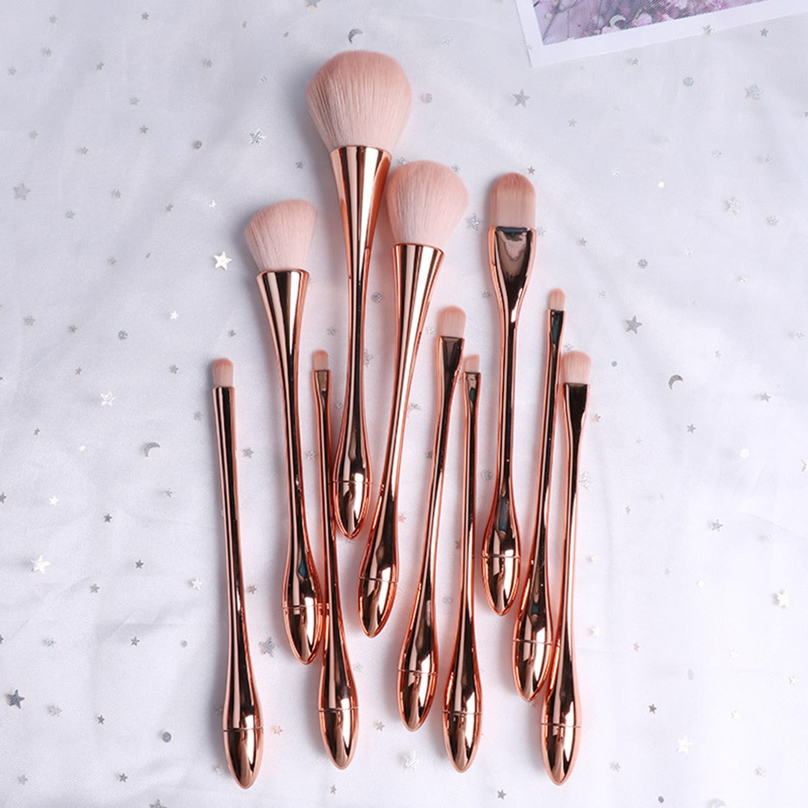 NIBOLOG 10Pcs/Set Makeup Brush Glossy Handle Smooth Brush Head ...