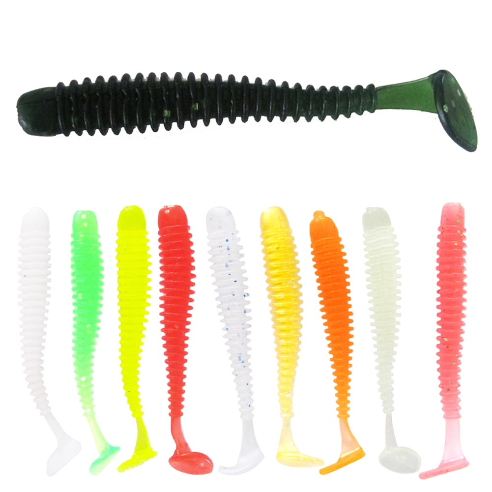 NIBOLOG 10Pcs/Set Mini Fishing Artificial Soft Vivid Lure Wobbler Worm ...