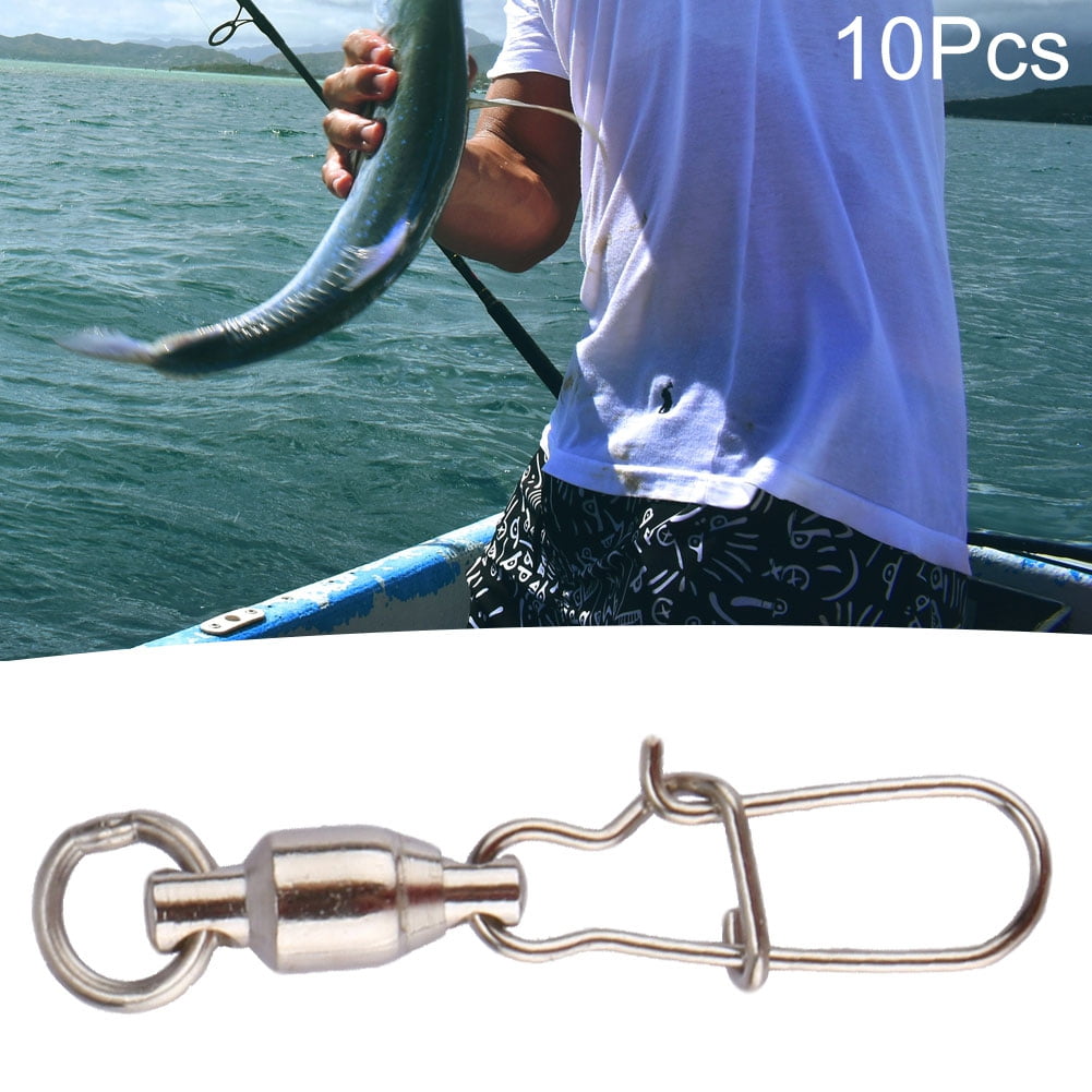 NIBOLOG 10Pcs Stainless Steel Fishing Connector Bearing Rolling Swivel ...