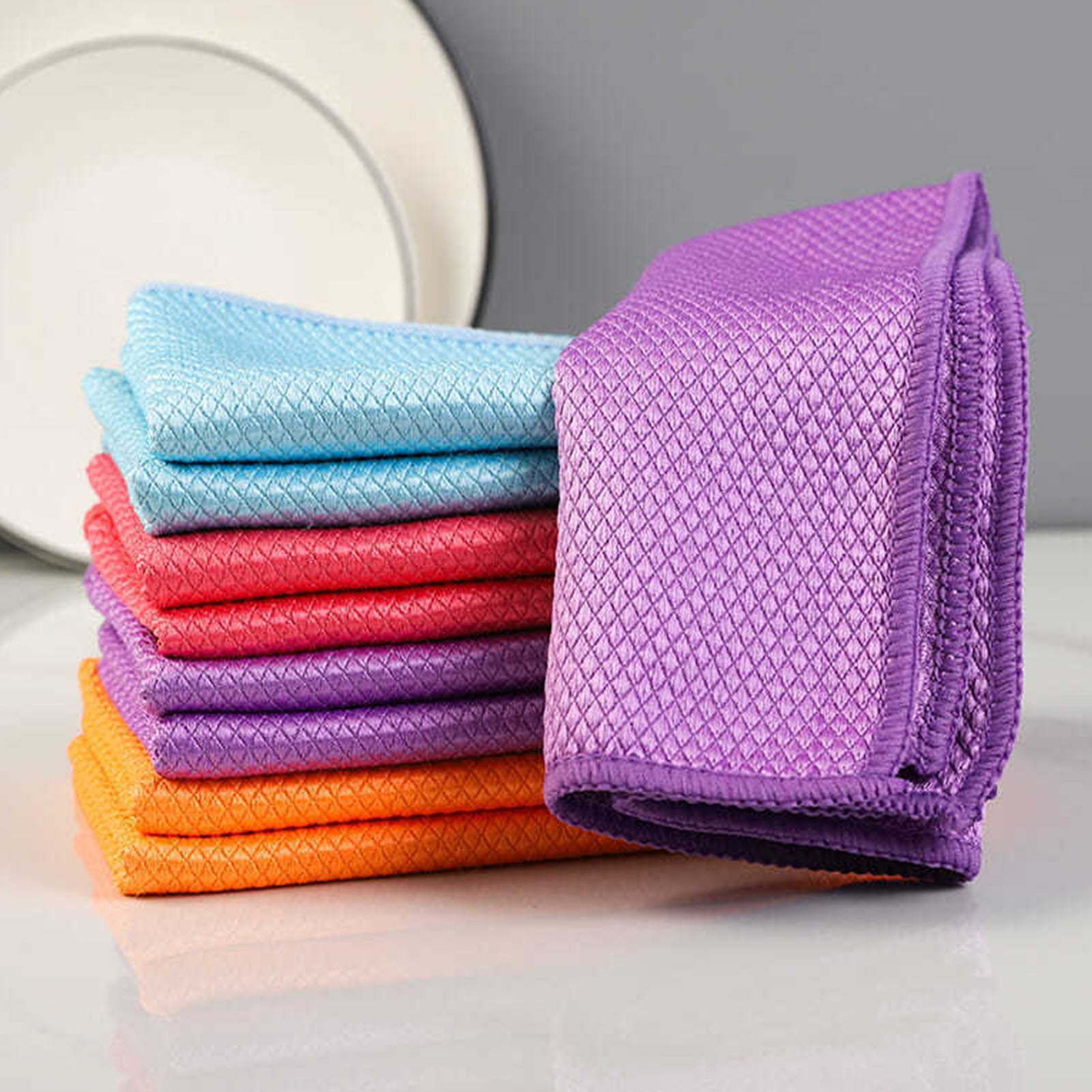NIBOLOG 10Pcs Wiping Rags Strong Absorption Durable Polyester Kitchen ...