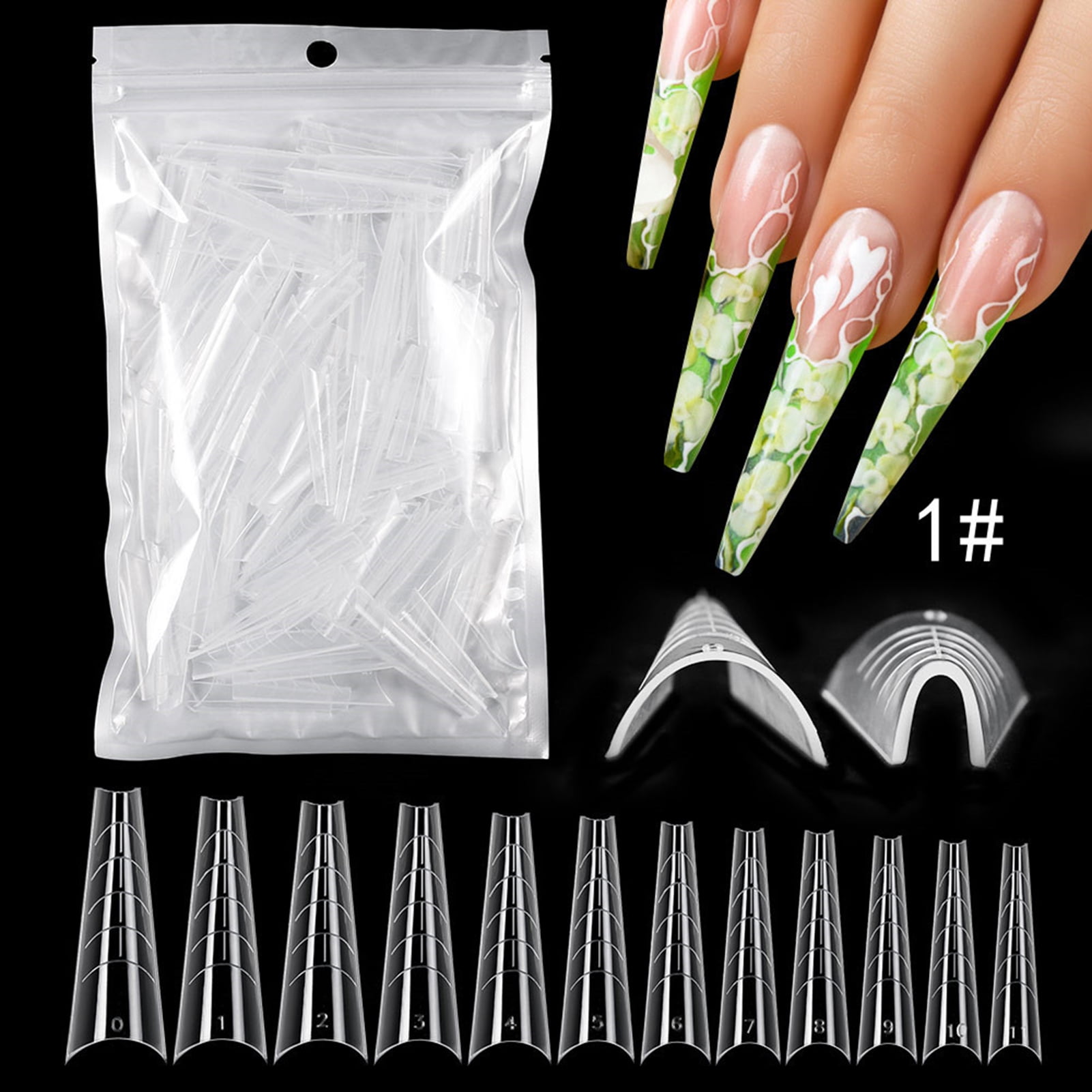 NIBOLOG 120Pcs/Set Graduated Artificial Nail Tips Extend Nails ...