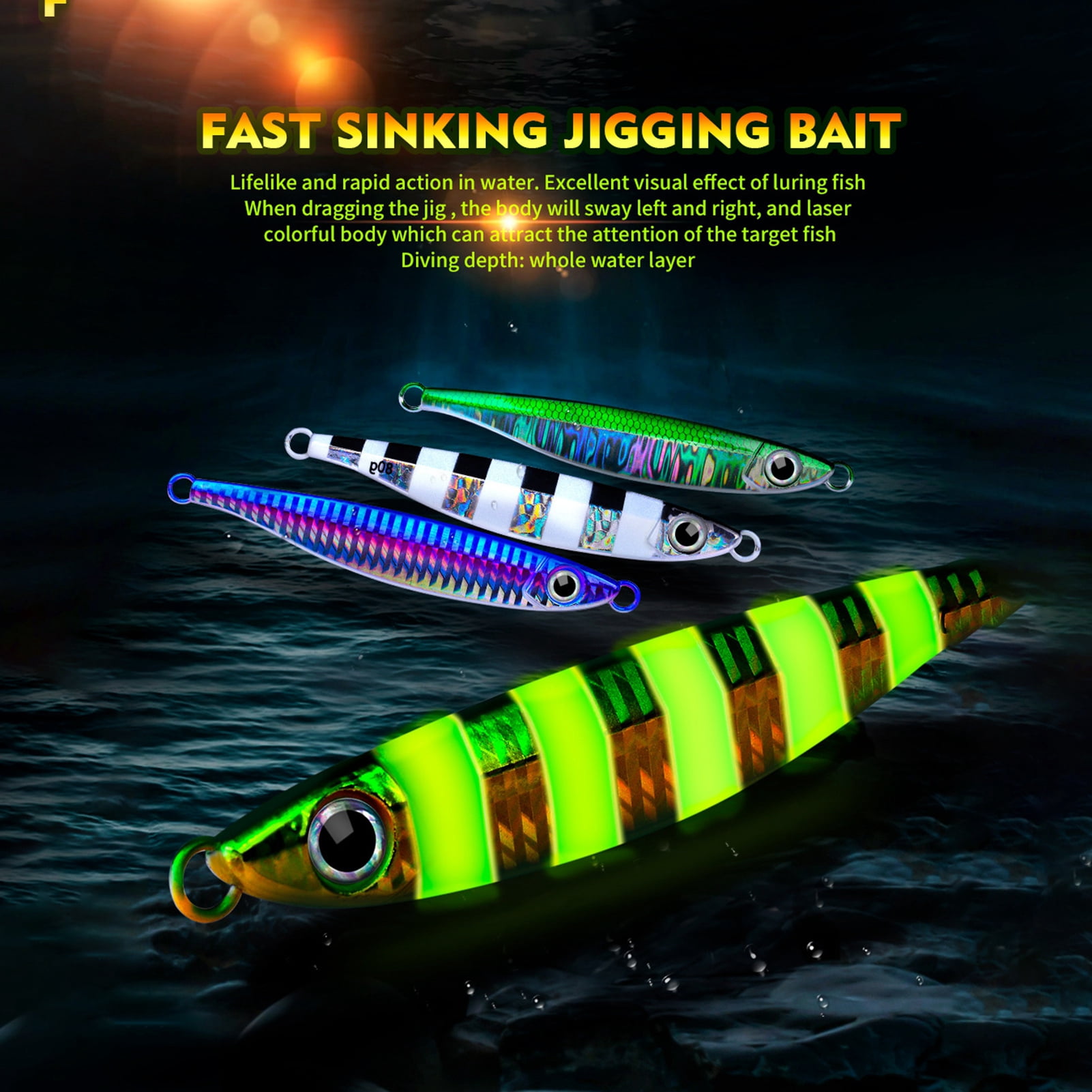 NIBOLOG 14/40/80g Fishing Bait 3D Simulated Fisheye Sharp Hook Luminous ...