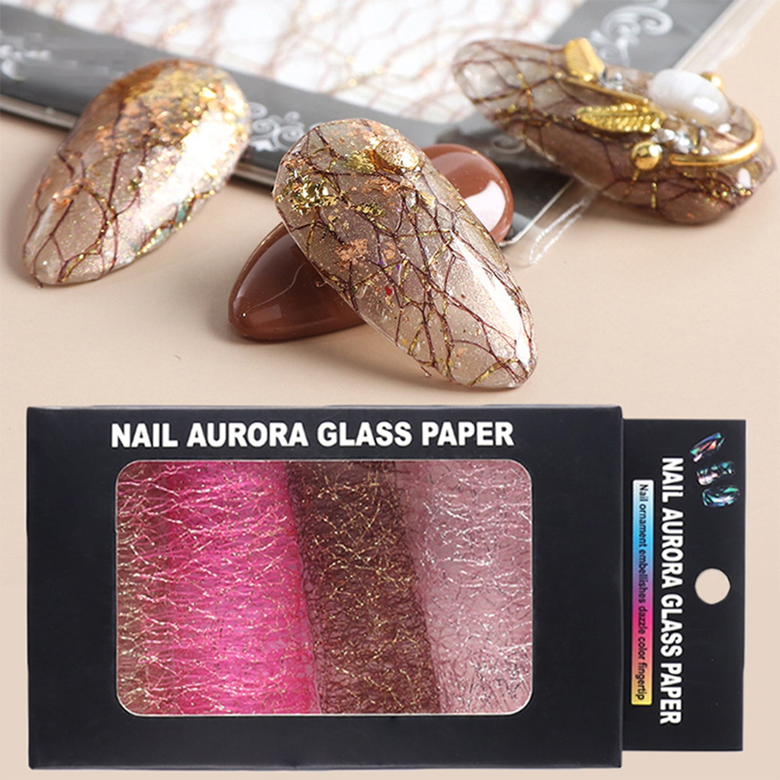 NIBOLOG 1Box Nail Mesh Stickers Paste Firmly Long Wearing Decal 3D Nail ...