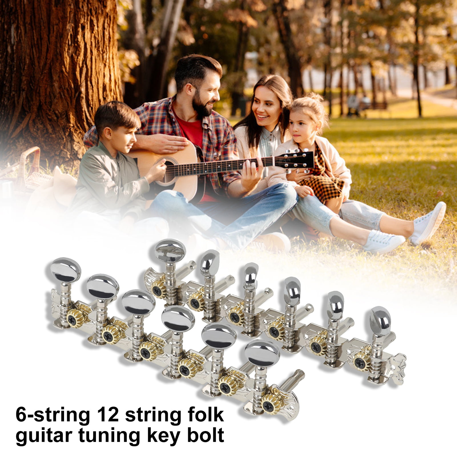 NIBOLOG 1Set 6-link 12-string Round Head Column Pegs Tuning Keys Tuner ...