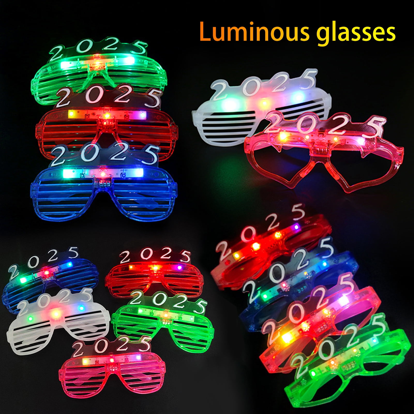 NIBOLOG 2025 LED Light Up Glasses Christmas Flashing Glasses for Night ...