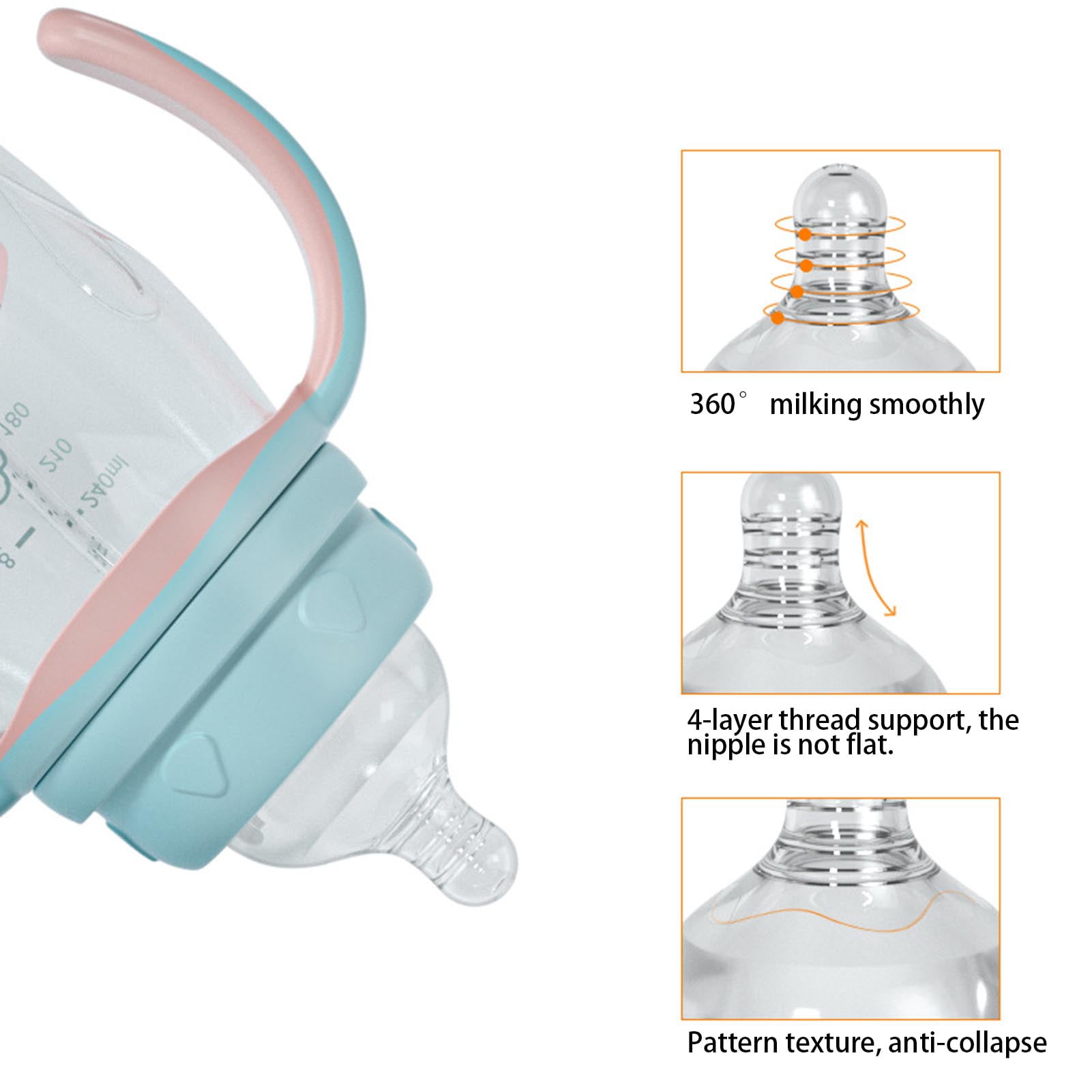 NIBOLOG 240ml/300ml Infant Drop-proof Baby Wide-caliber Milk Bottle ...
