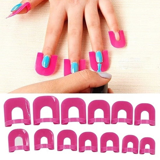 NIBOLOG 26 Pcs Nail Polish Edge Anti-Flooding Template Clips + 1 Pc ...