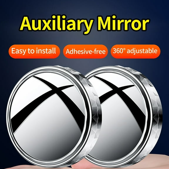 2 pcs Blind Spot Mirrors, 2" Round HD Glass Convex 360° Wide Angle Side ...