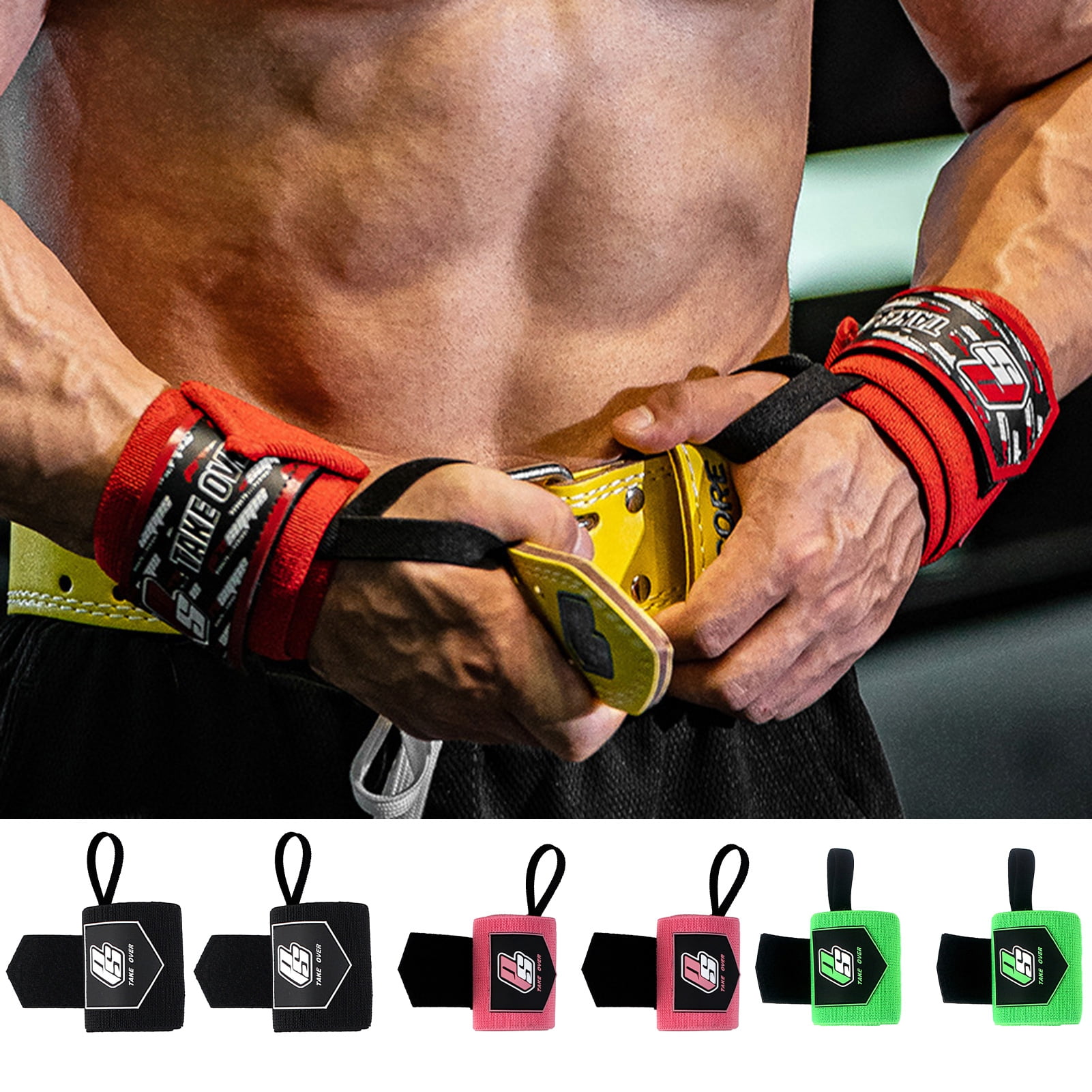 NIBOLOG 2Pcs Weightlifting Wrist Straps with Thumb Loop Fastener Tape ...
