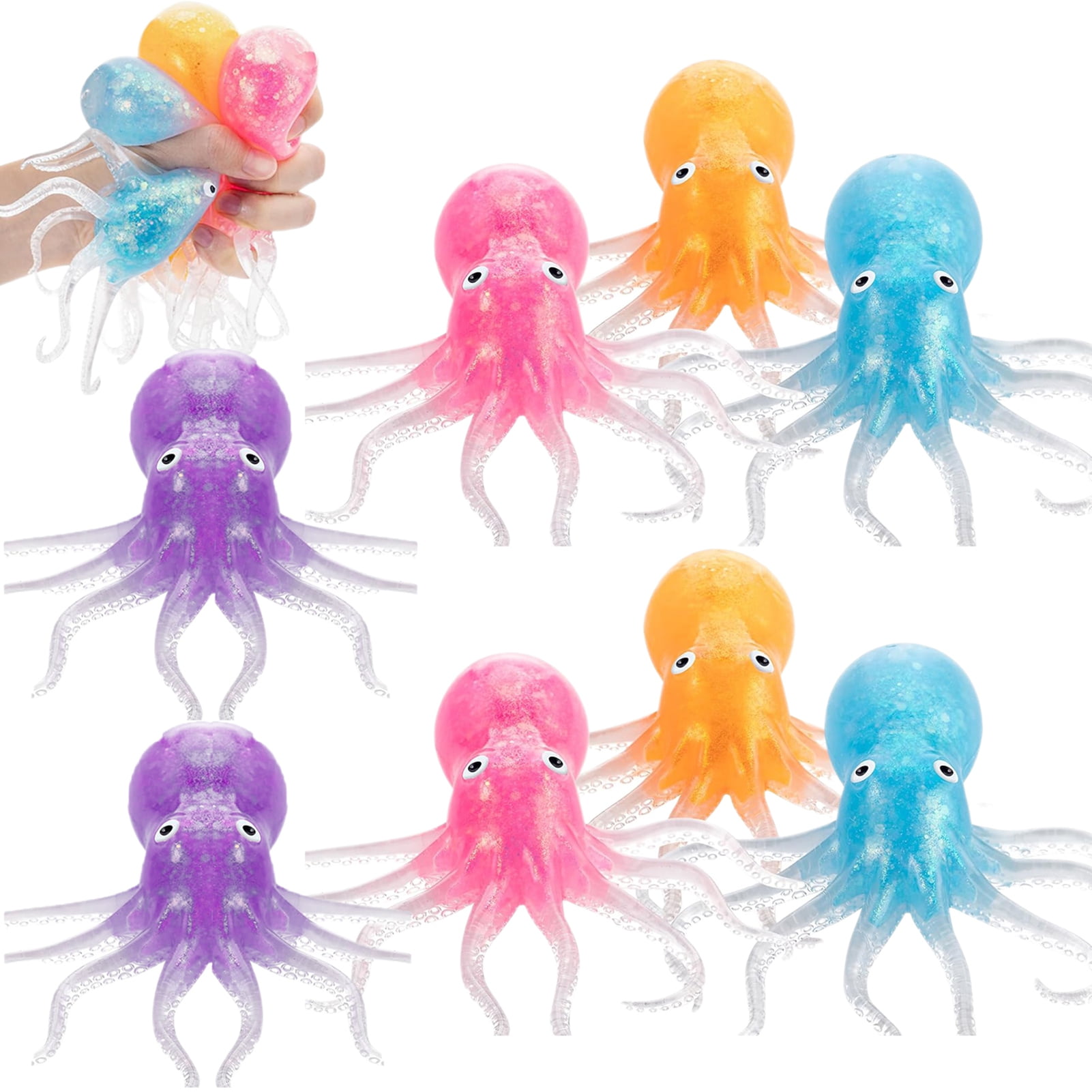 NIBOLOG 3/6/12Pcs Colorful Octopus Stress Ball Slow Rebound Stress ...