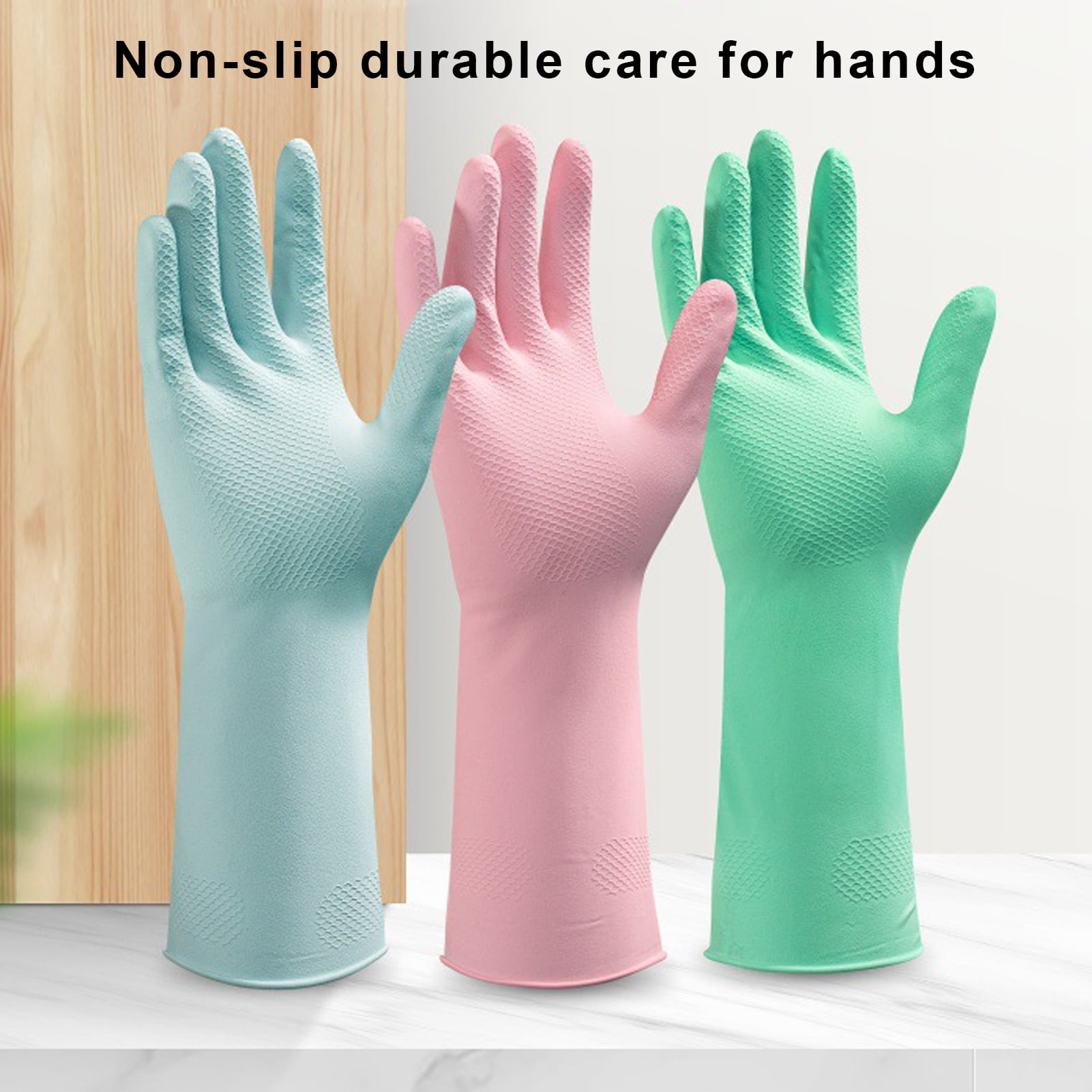 NIBOLOG 3 Pairs Kitchen Cleaning Gloves Puncture-proof Long Elastic ...