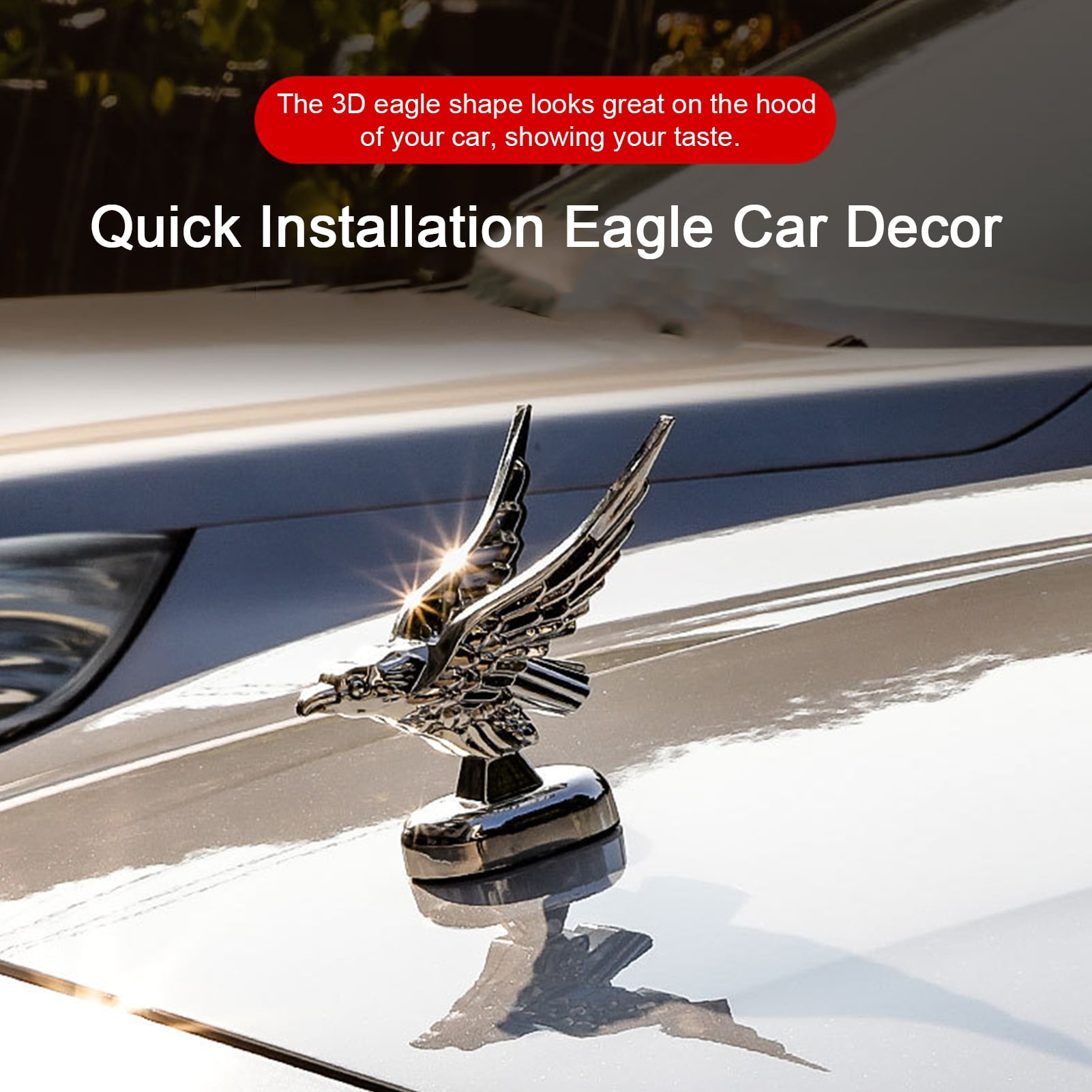 NIBOLOG 3D Eagle Car Hood Ornament - Self-Adhesive Cool Universal ...