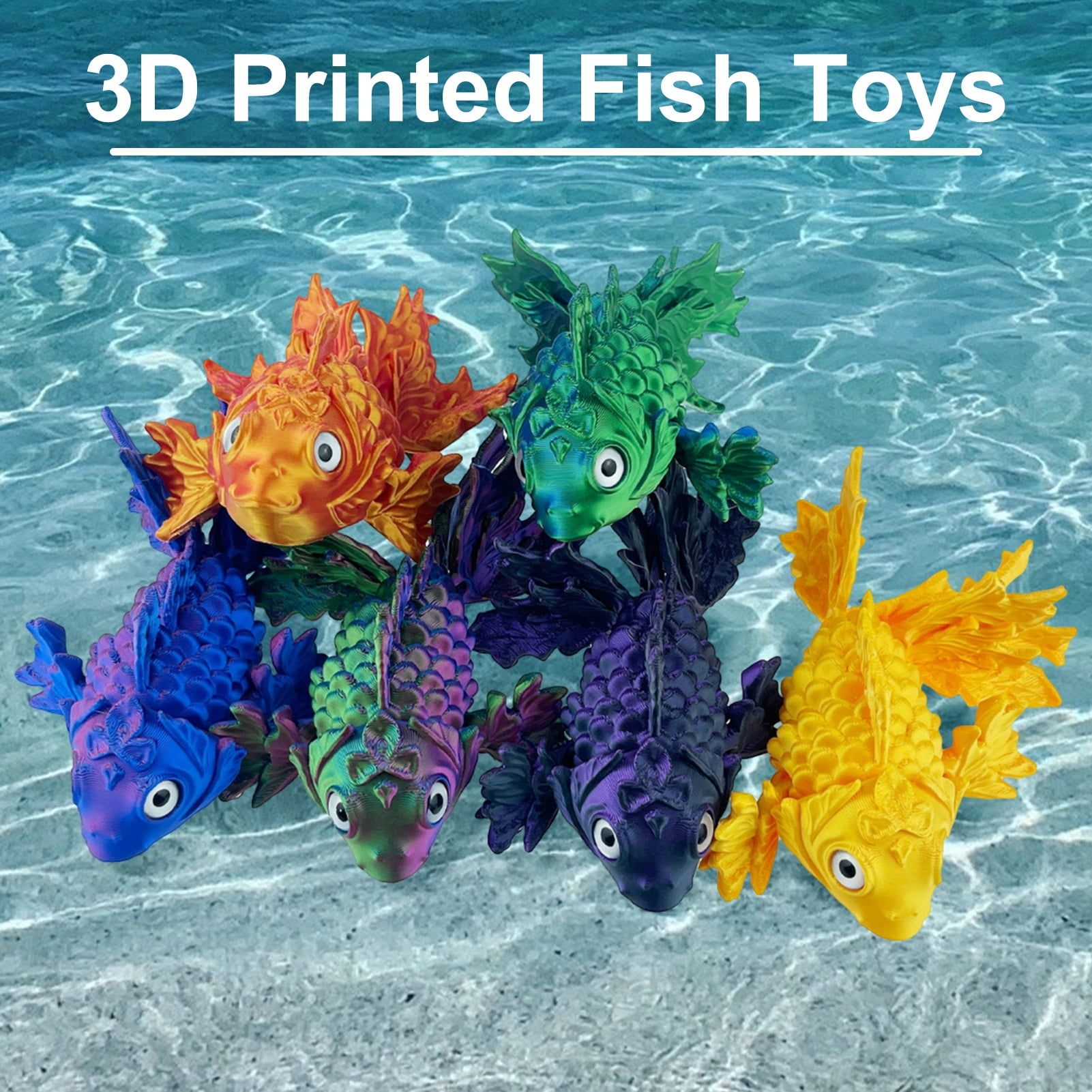 NIBOLOG 3D Printed Fish Action Figure - Multi-jointed Movable Colorful ...