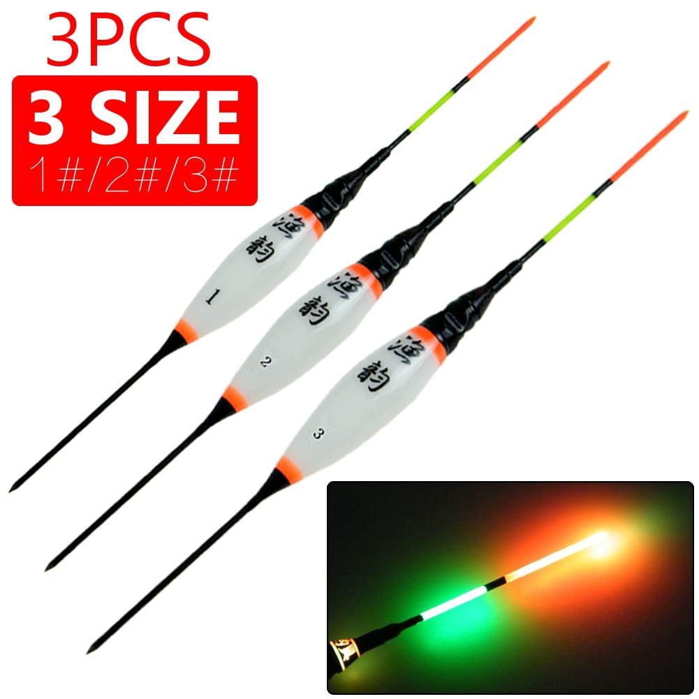 NIBOLOG 3Pcs Luminous LED Light Electronic Vertical Night Fishing Float ...