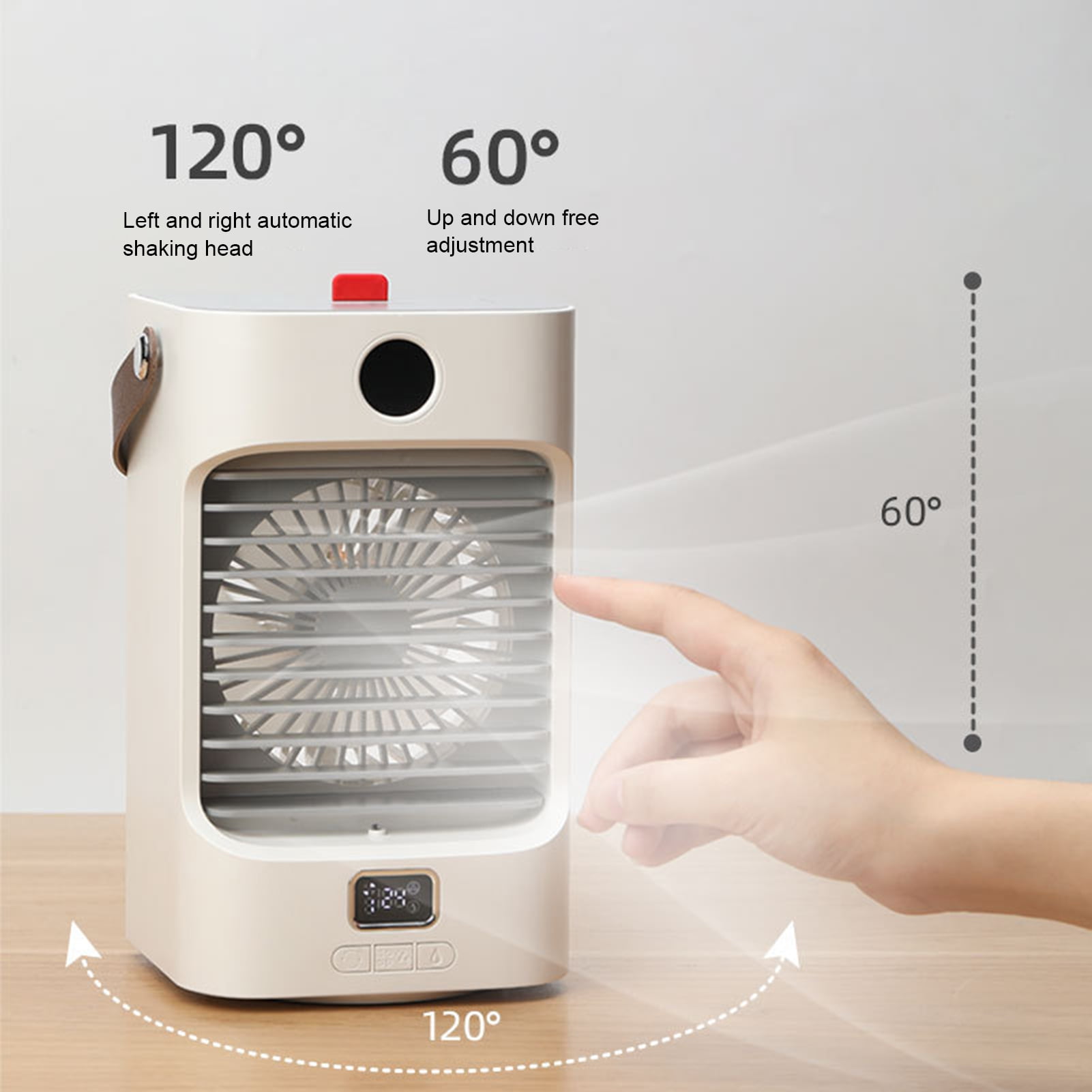 NIBOLOG 4000mAh Rechargeable Cooling Fan with Handle 3 Speeds LED Night ...