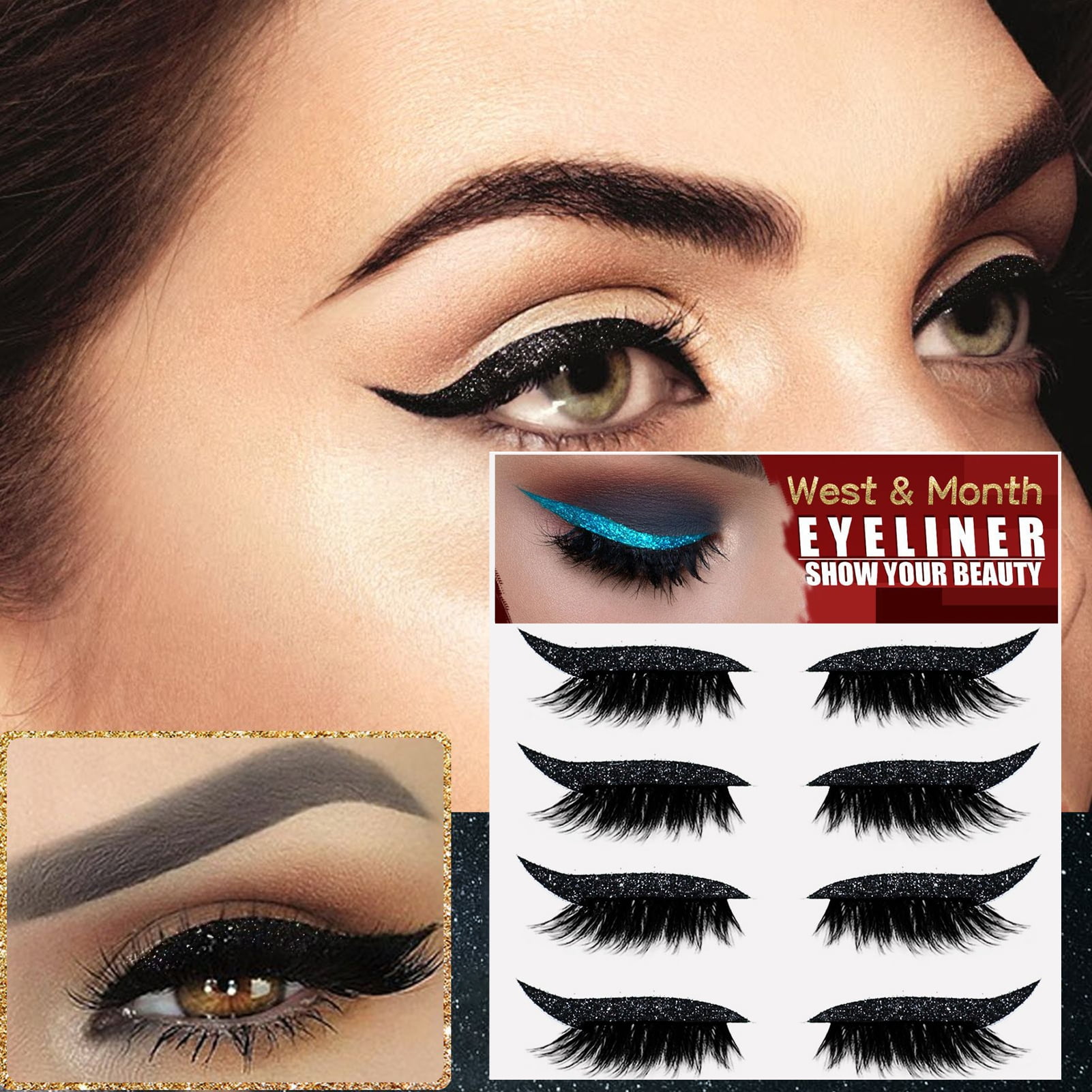 NIBOLOG 4Pairs False Eyelashes Glue-free Stylish PVC Makeup Extensions ...