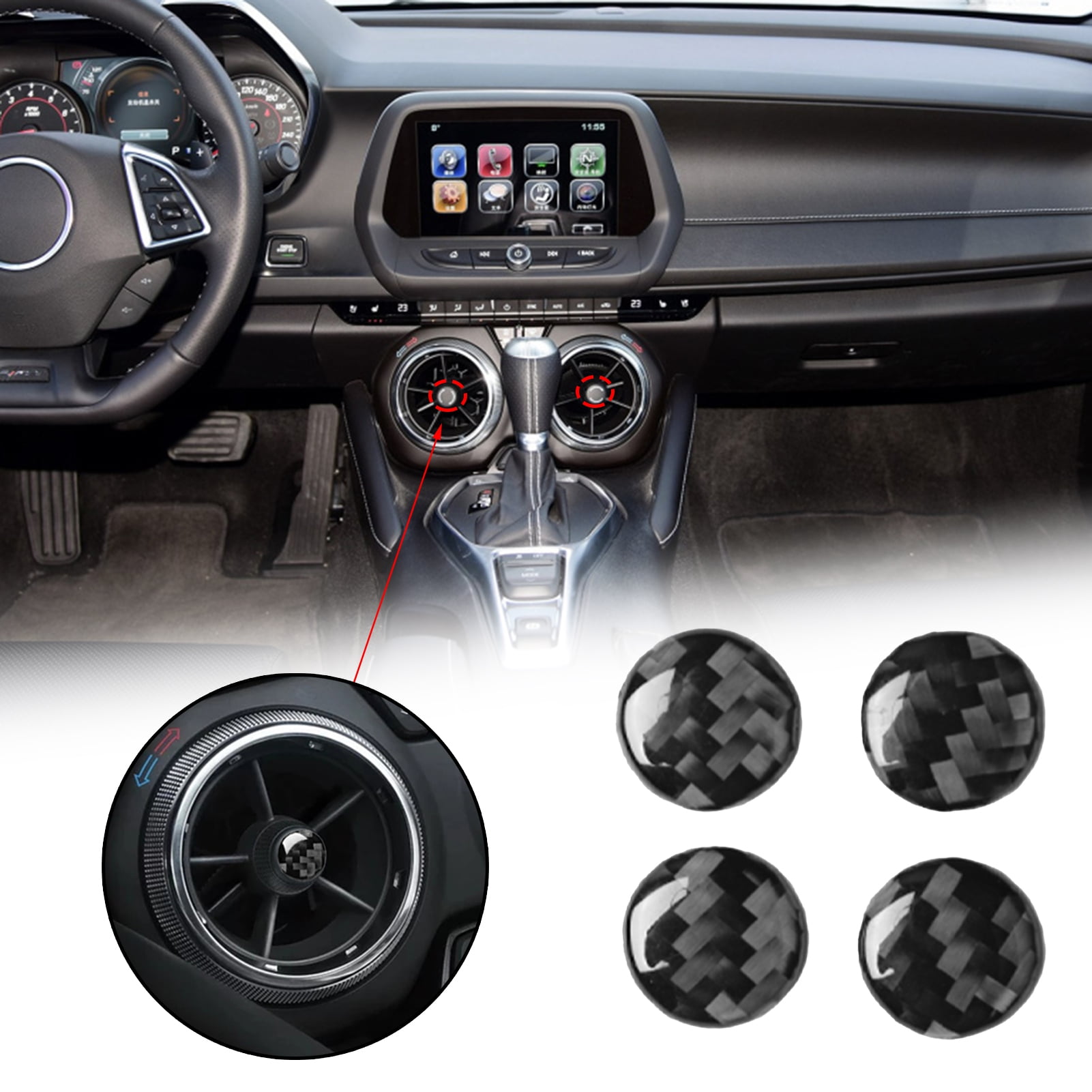 NIBOLOG 4Pcs Air Outlet Cover Stylish Dust proof Carbon Fiber Black Car ...