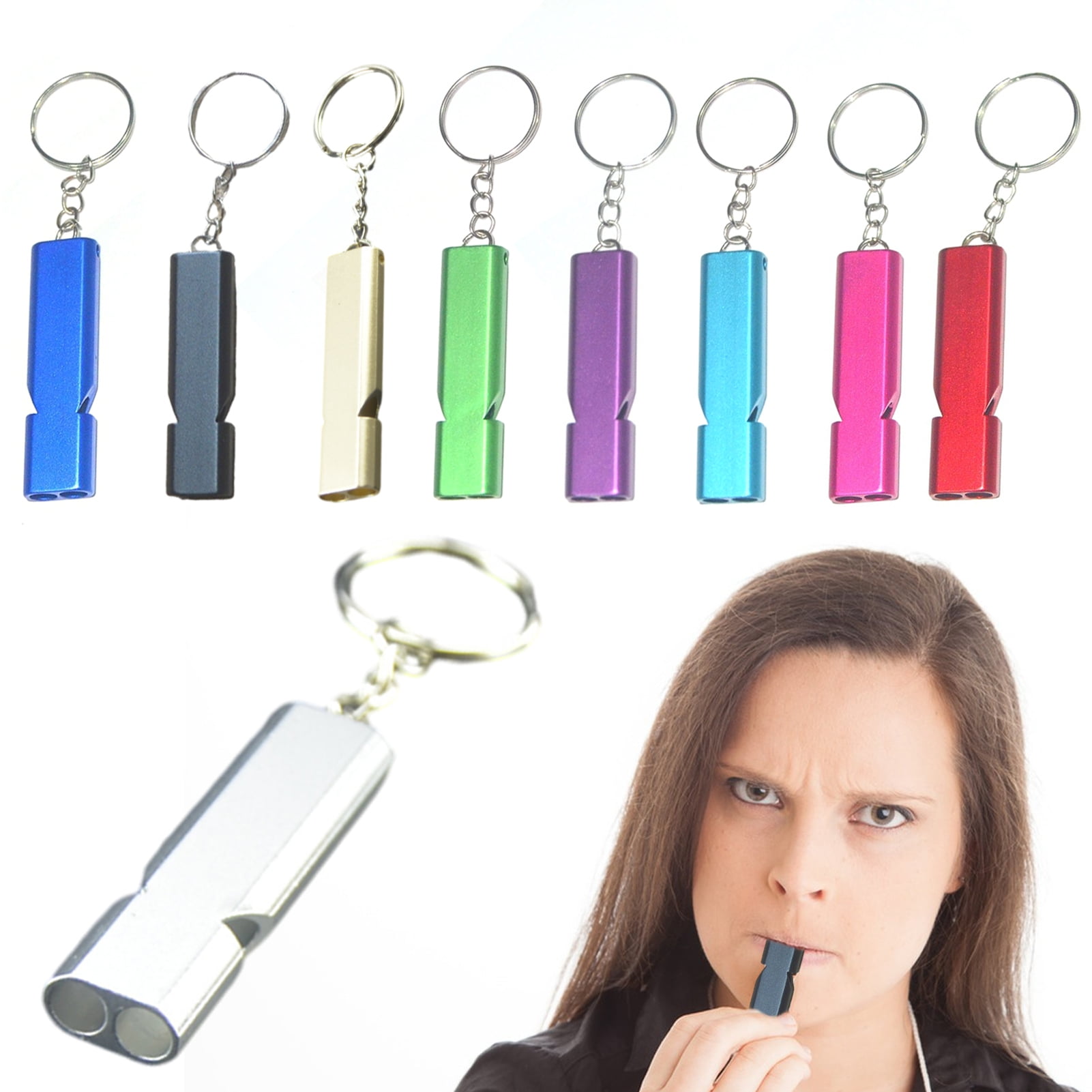 NIBOLOG 4Pcs Double Tube Emergency Whistles Clear Loud Sound Compact ...