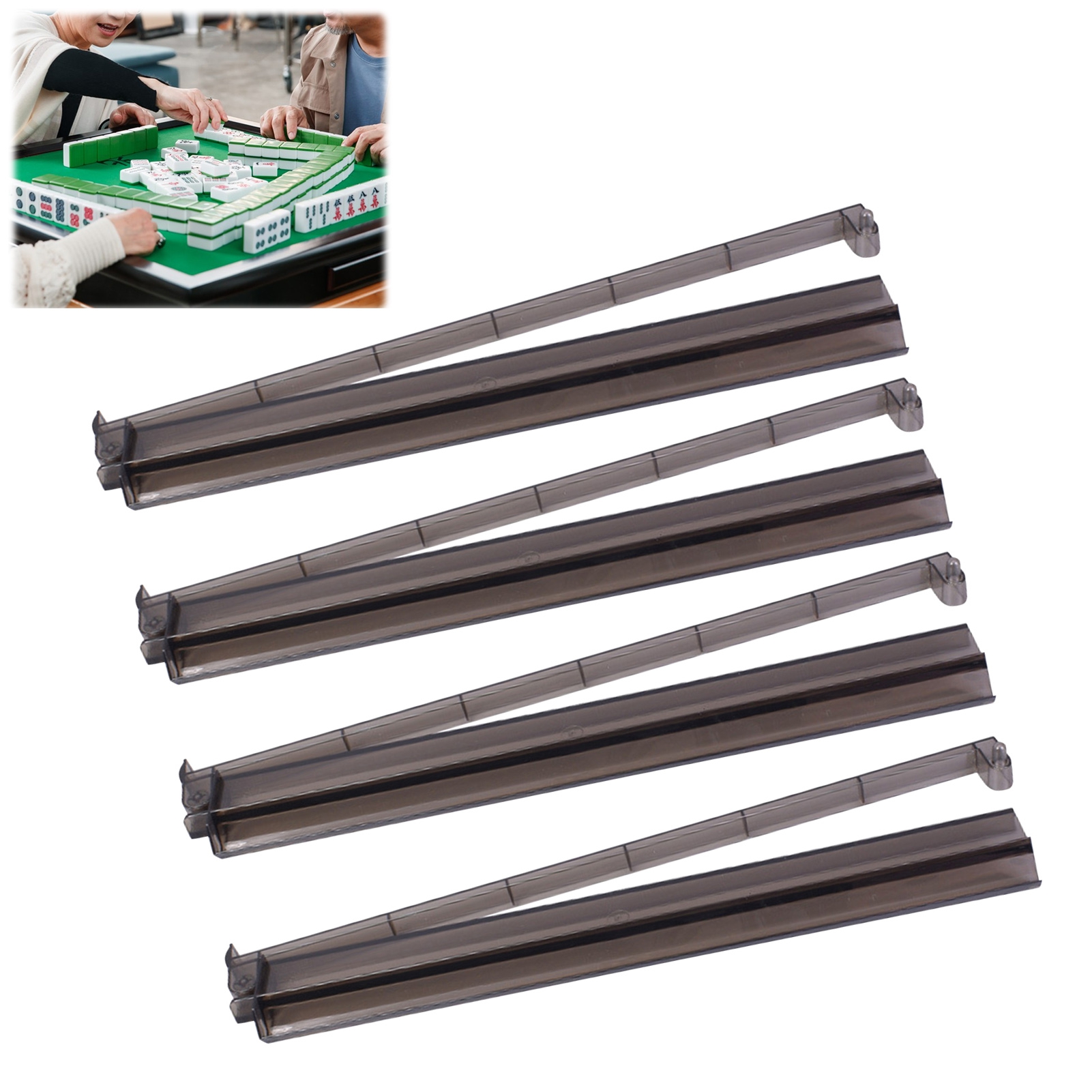 NIBOLOG 4Pcs Mahjong Rack Clear Acrylic Tile Holder Push Ruler ...