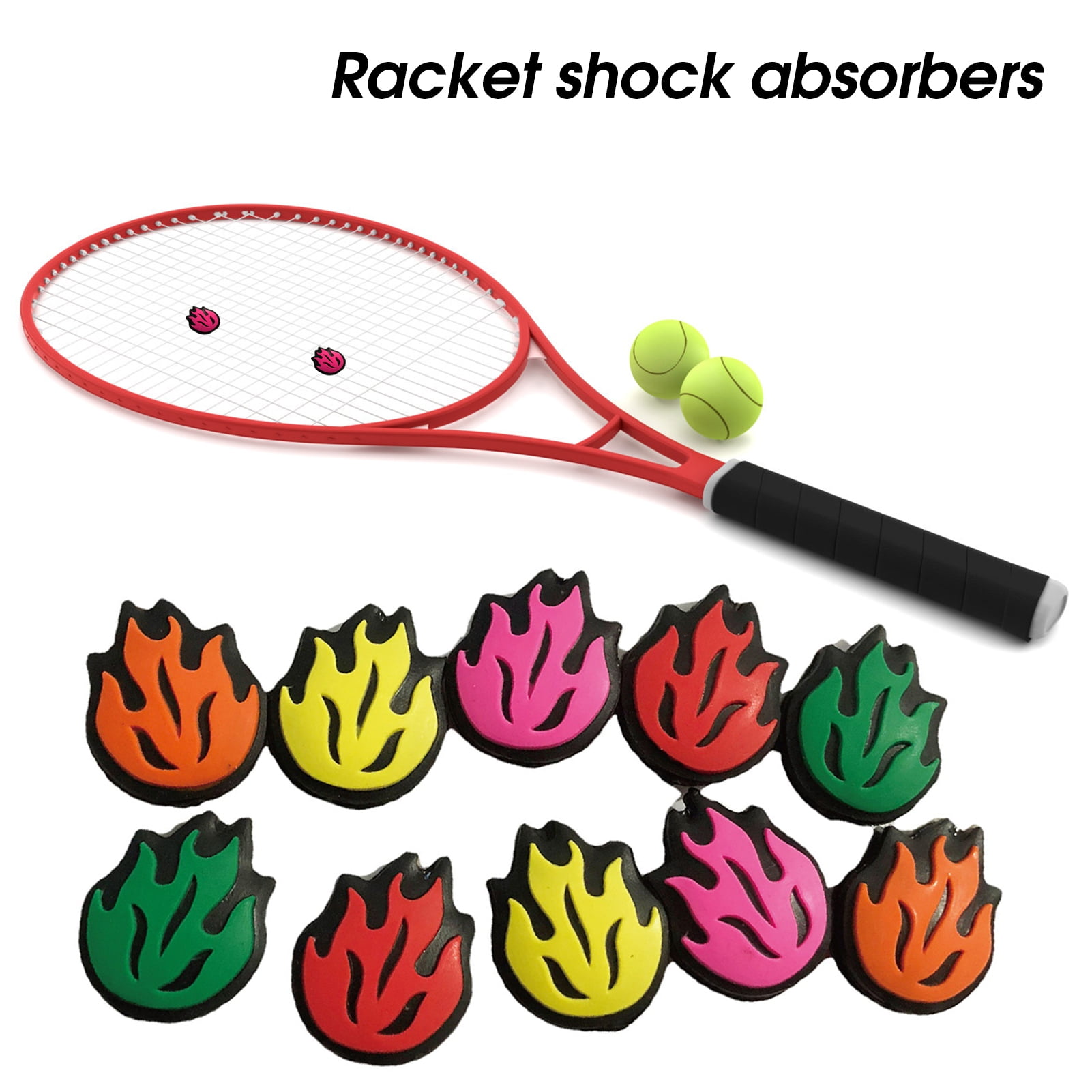 NIBOLOG 4Pcs Tennis Racquet String Dampener Flame Shape Silica Gel ...