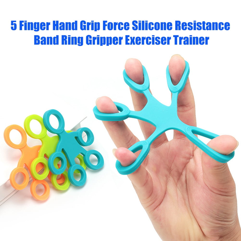 NIBOLOG 5 Finger Hand Grip Force Silicone Resistance Band Ring Gripper ...