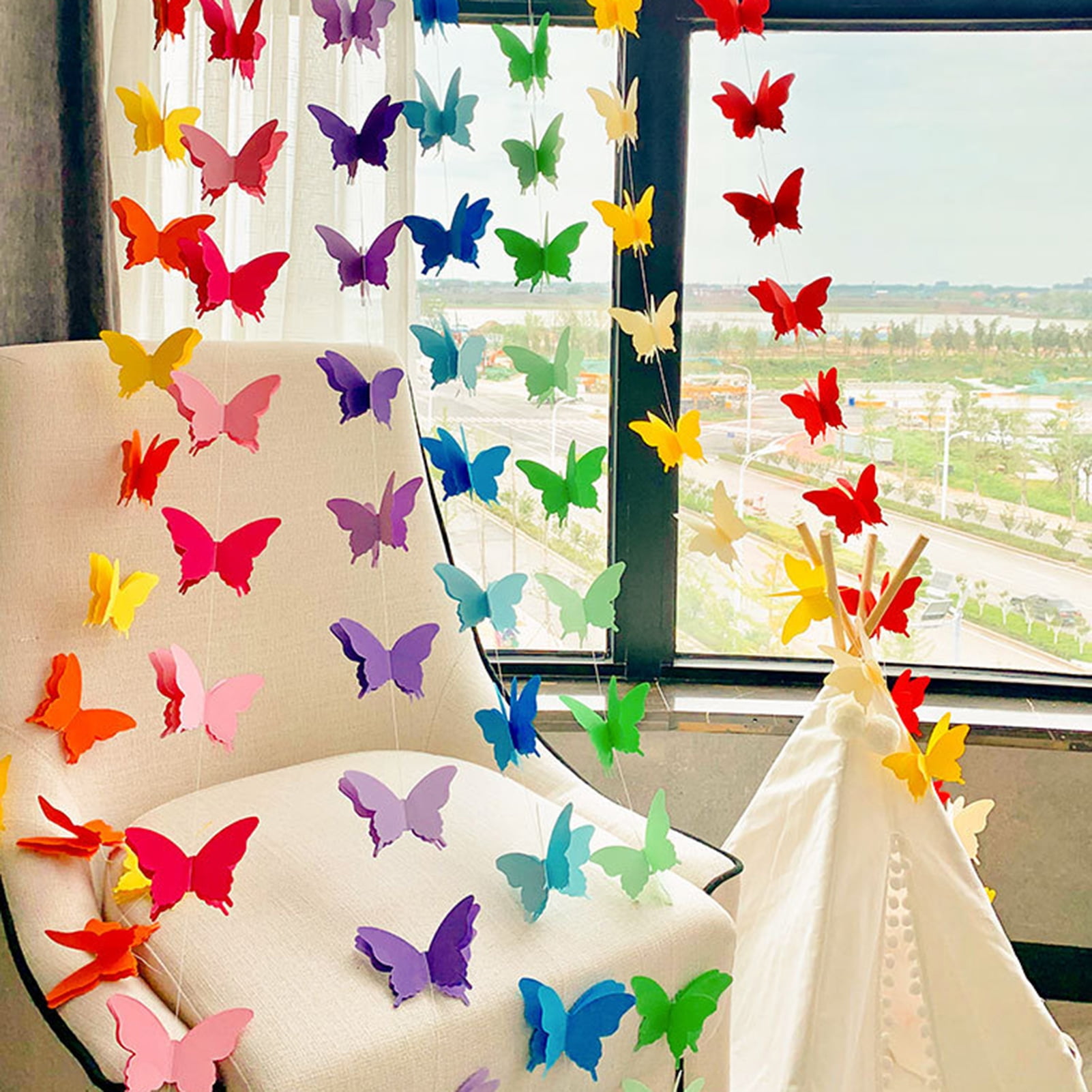 NIBOLOG 5 Pcs Large Butterfly Paper Garland Hanging Decorative Banner 3 ...