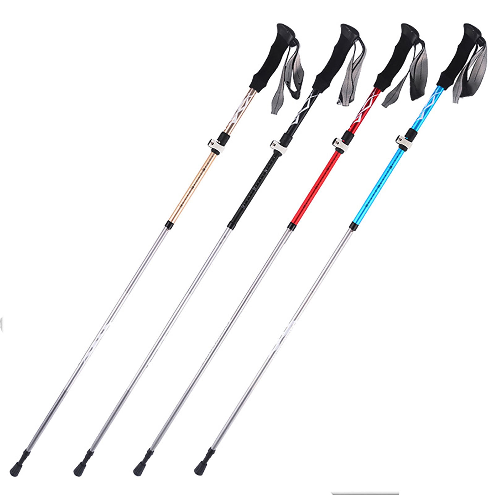 NIBOLOG 5 Sections Folding Aluminum Alloy Trekking Pole Lightweight ...