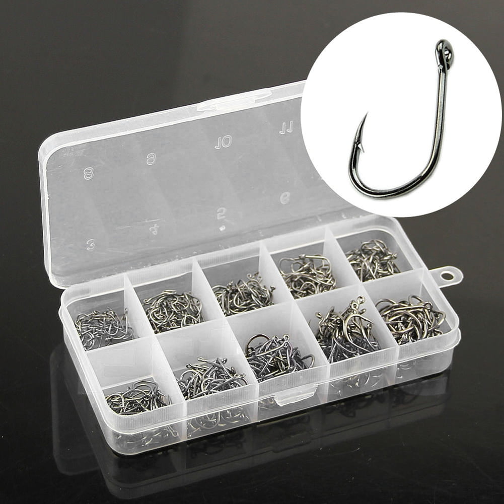 NIBOLOG 500Pcs 10 Sizes Assorted Sharpened Fishing Hooks Lures Baits ...