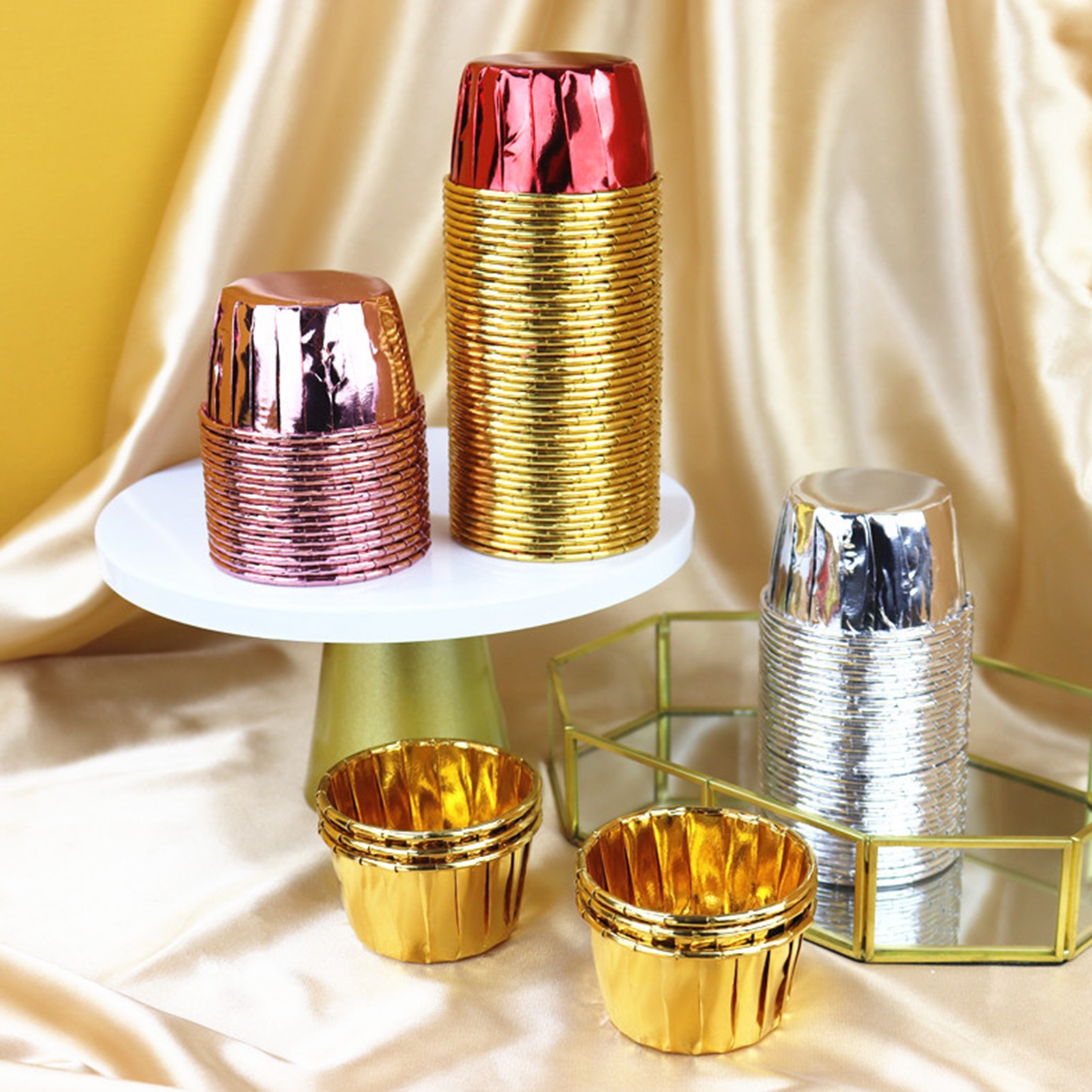 NIBOLOG 50Pcs Muffin Cups High Temperature Resistance Wrapping Edge ...