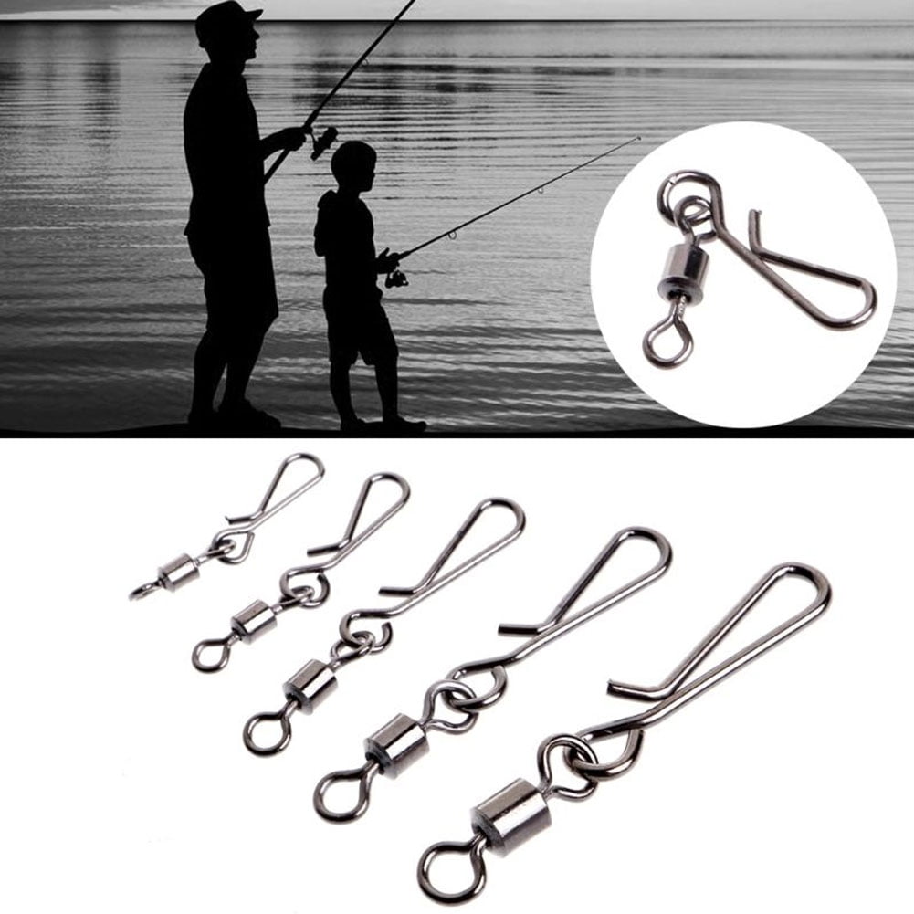 NIBOLOG 50Pcs Size 10 8 6 4 2 Fishing Rolling Swivel Interlock Snap Pin ...