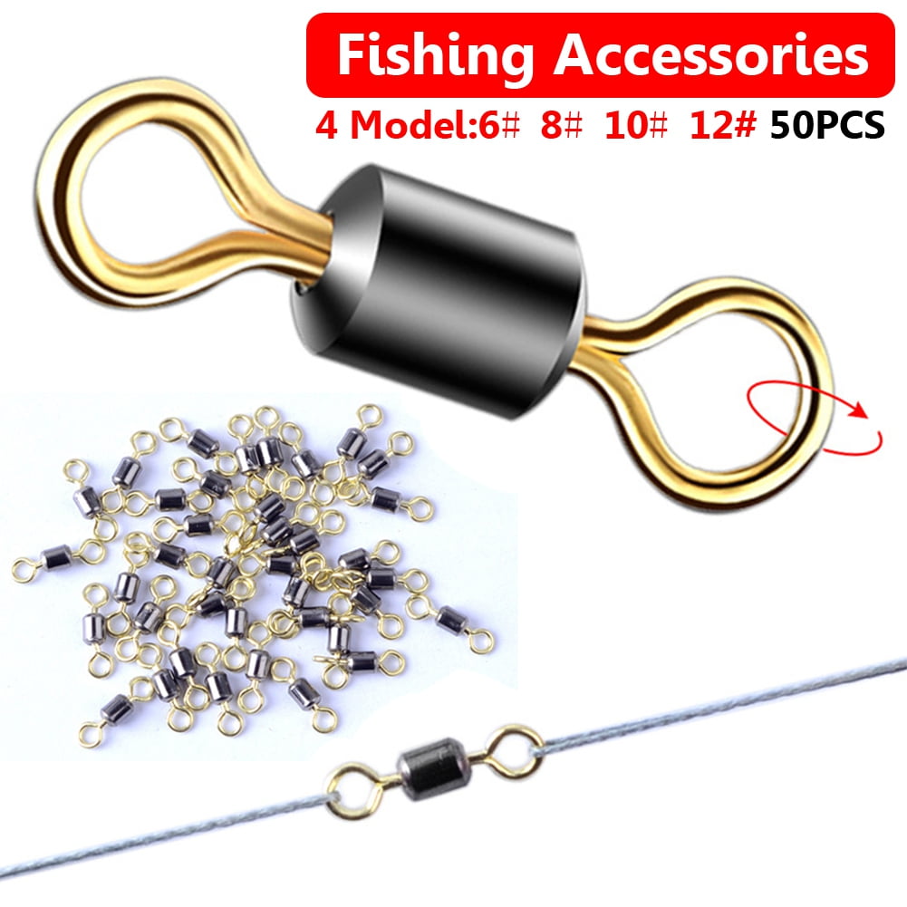 NIBOLOG 50Pcs Stainless Steel 8 Shape Fish Barrel Bearing Rolling ...
