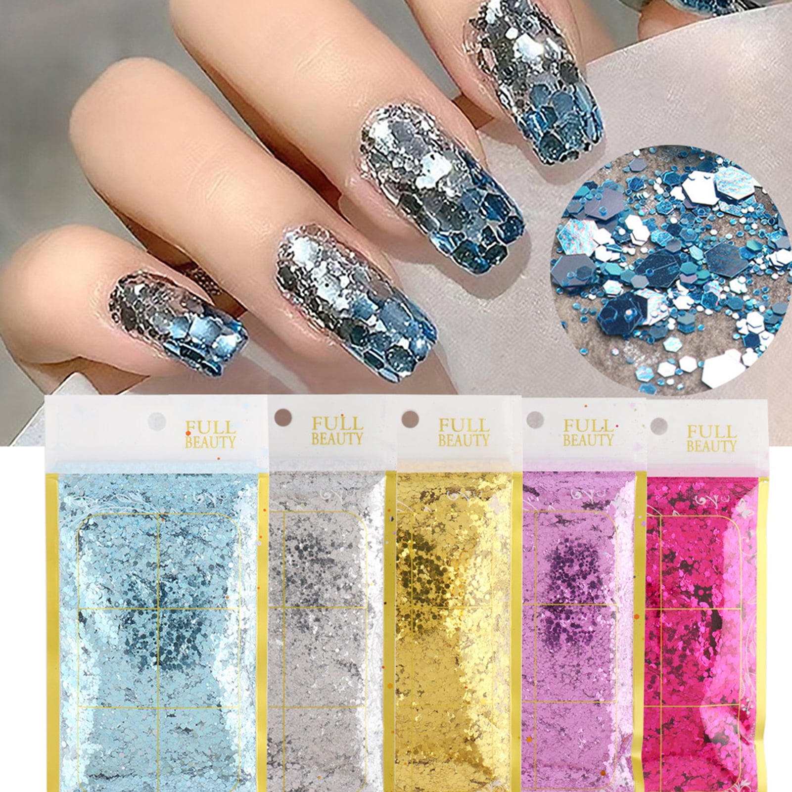 NIBOLOG 50g/Bag Nail Sequins Mermaid Light DIY High Saturation ...