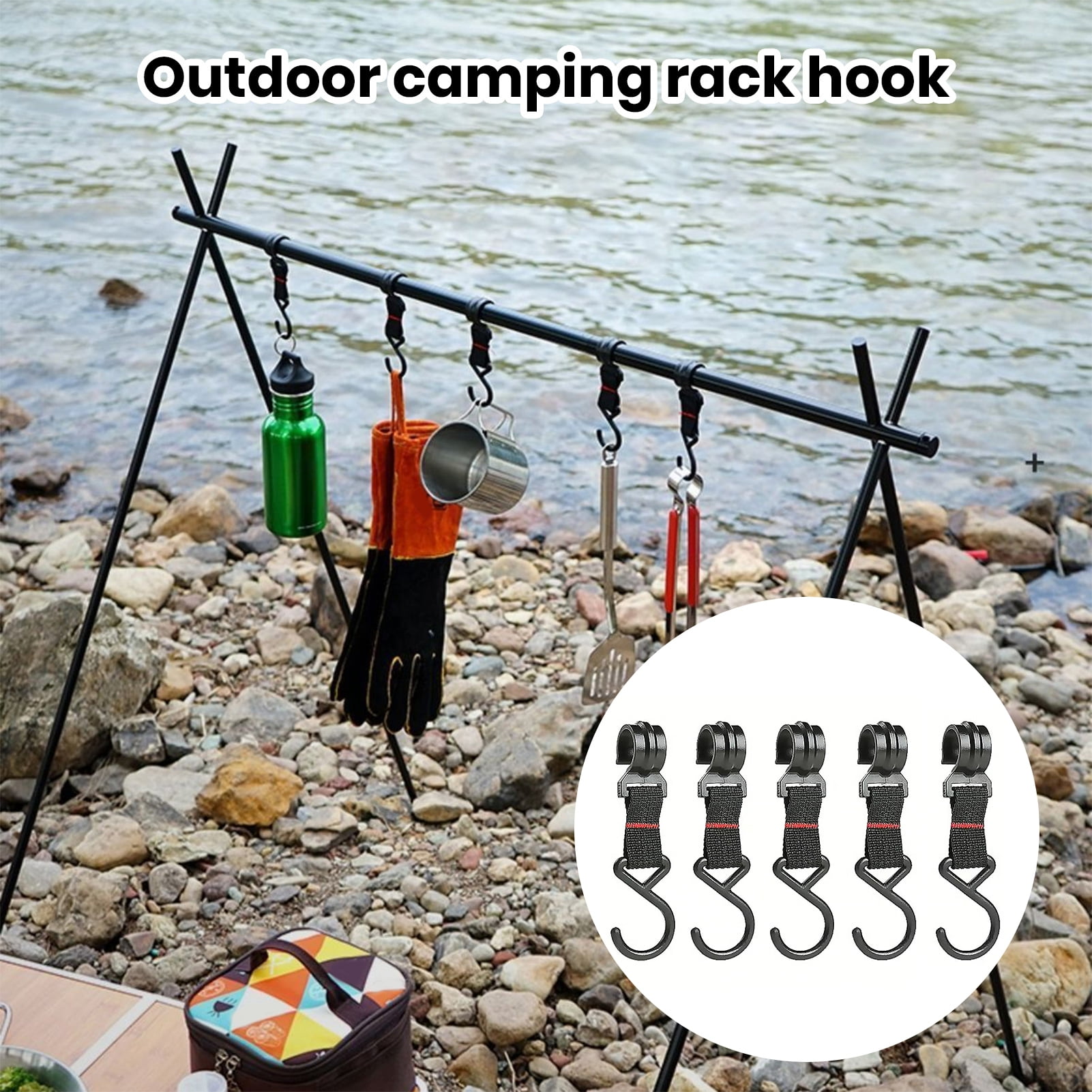 NIBOLOG 5Pcs Camping Hooks Thicken Nylon Webbing Plastic Buckle Strong ...