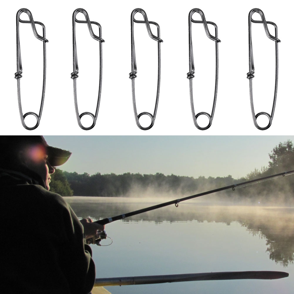 NIBOLOG 5Pcs Stainless Steel Long Line Snap Clip Tuna Crab Shrimp ...